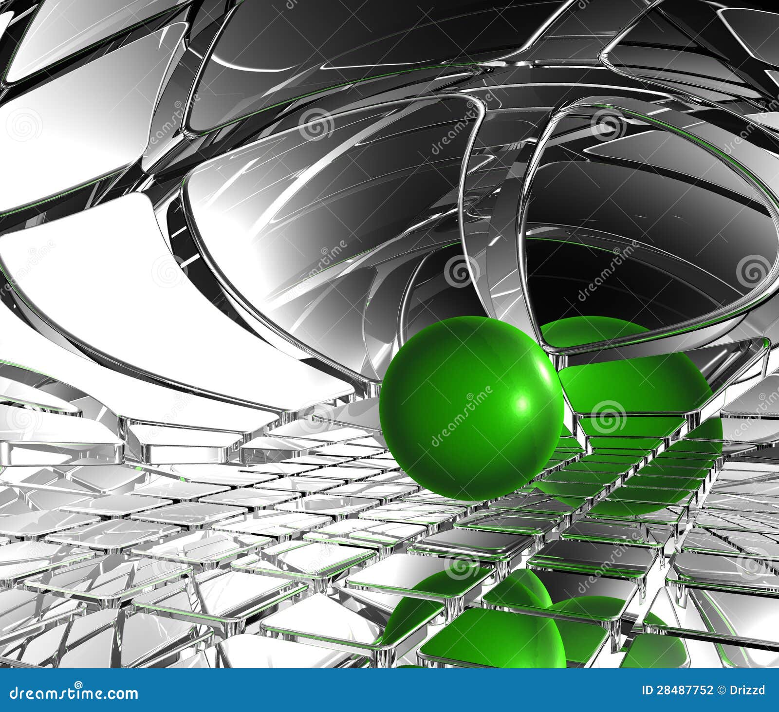 Sphere in abstract space stock illustration. Illustration of curve ...