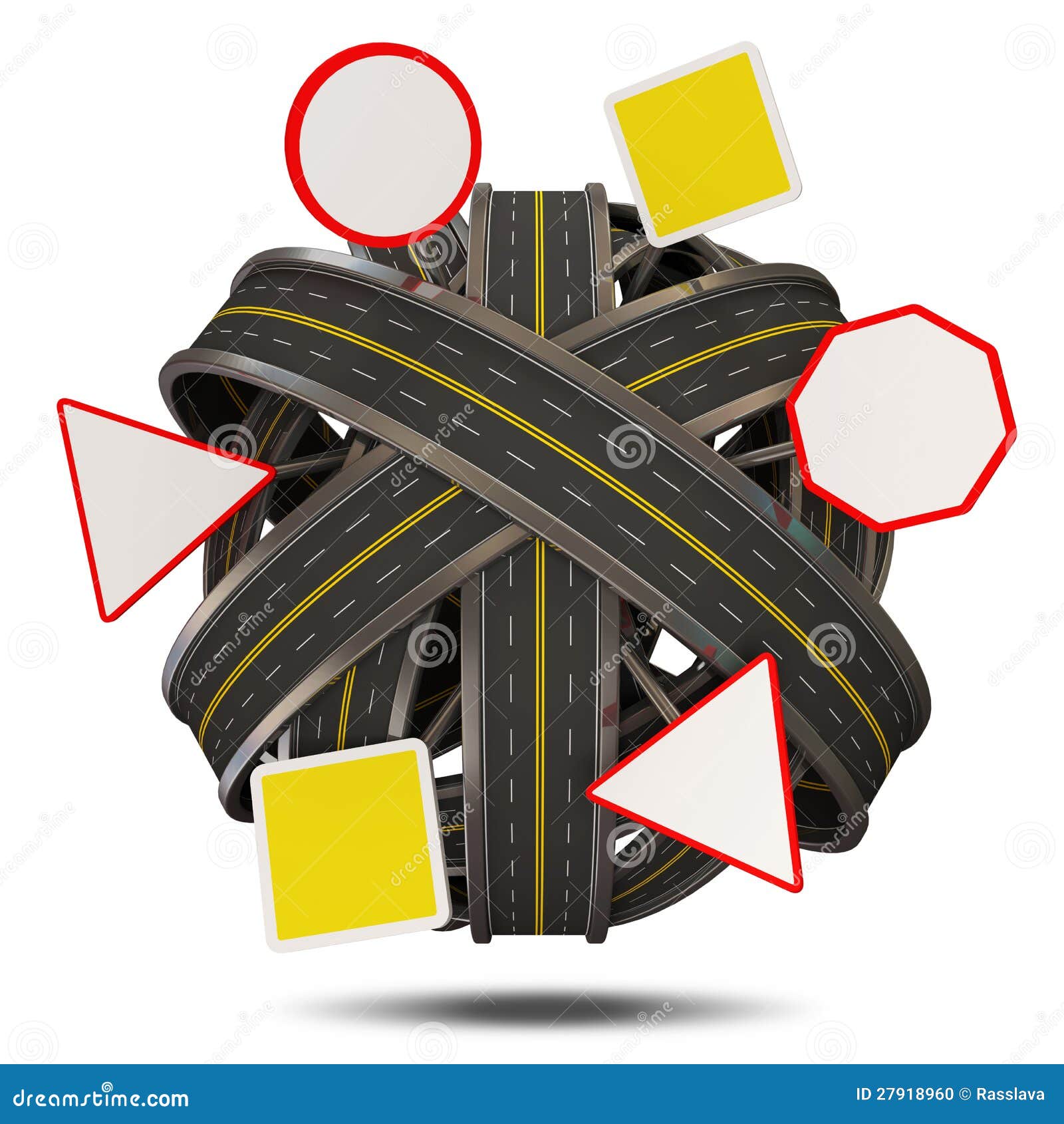 Sphere from Asphalted Road with Road Signs Stock Illustration ...