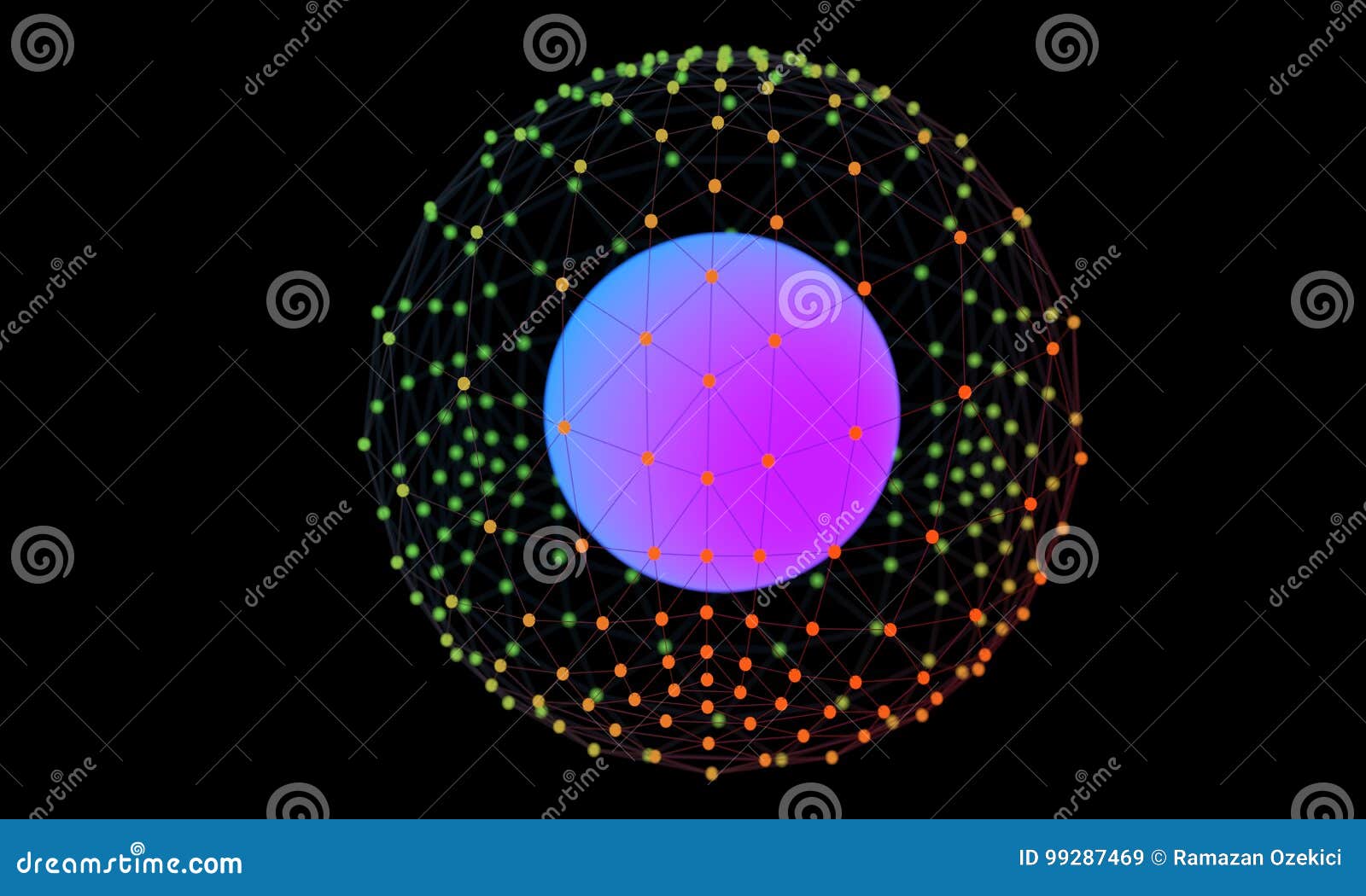 Sphere in the Atom Sphere, 3d Stock Illustration - Illustration of ...