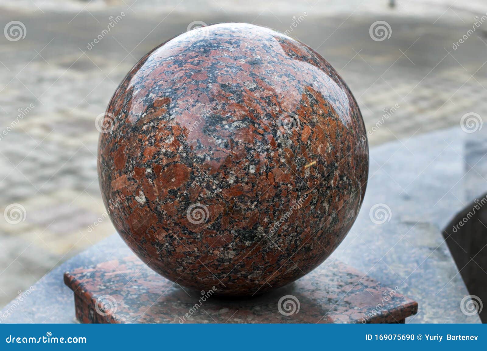 Sphere Ball Stone Bollards of Marble Chips Stock Photo - Image of ...
