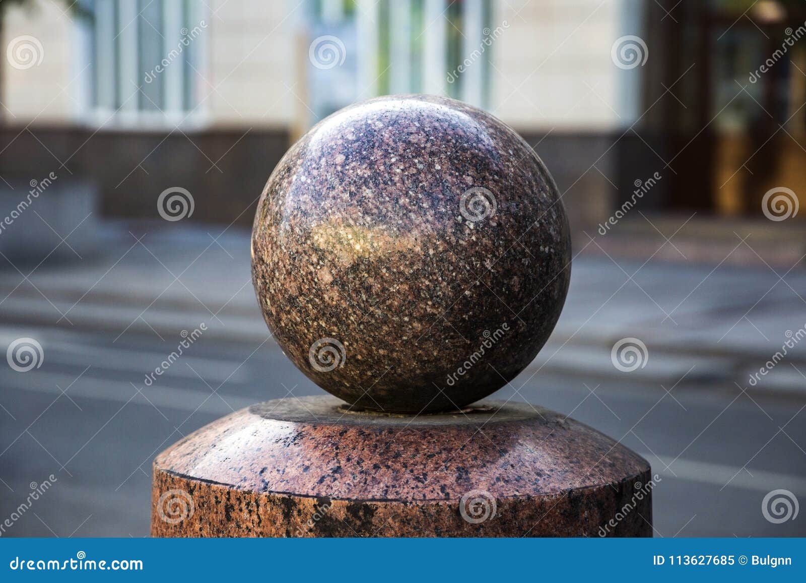 Sphere ball stone Bollards stock image. Image of public - 113627685