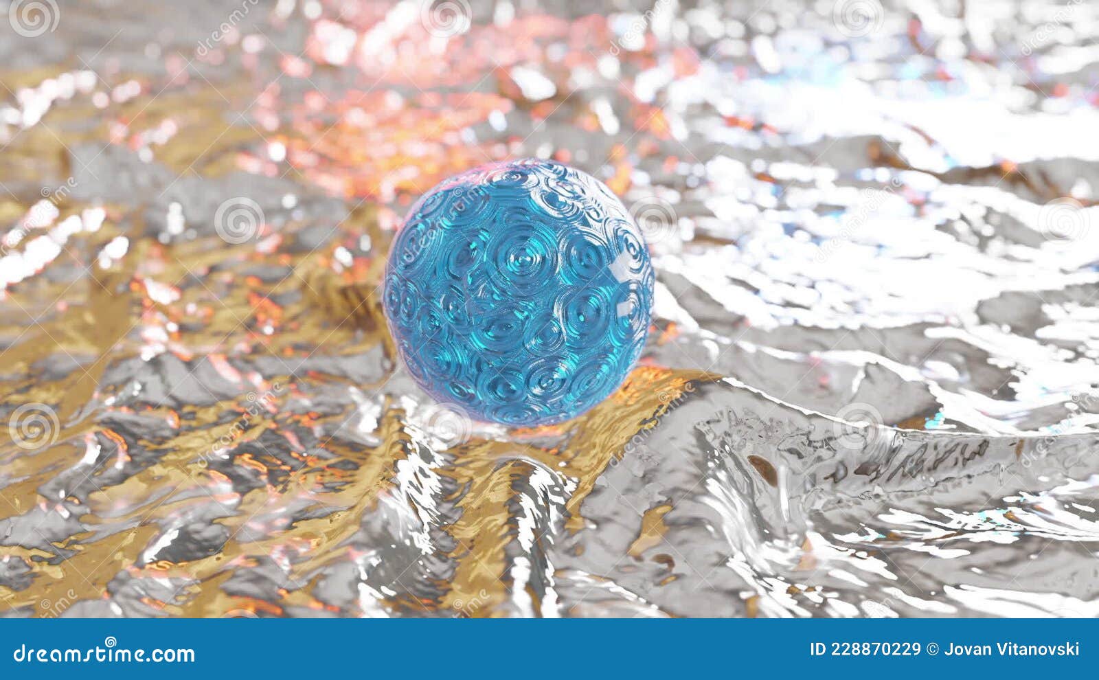 Sphere Ball Visualization on Wave Digital Surface Background. Stock ...