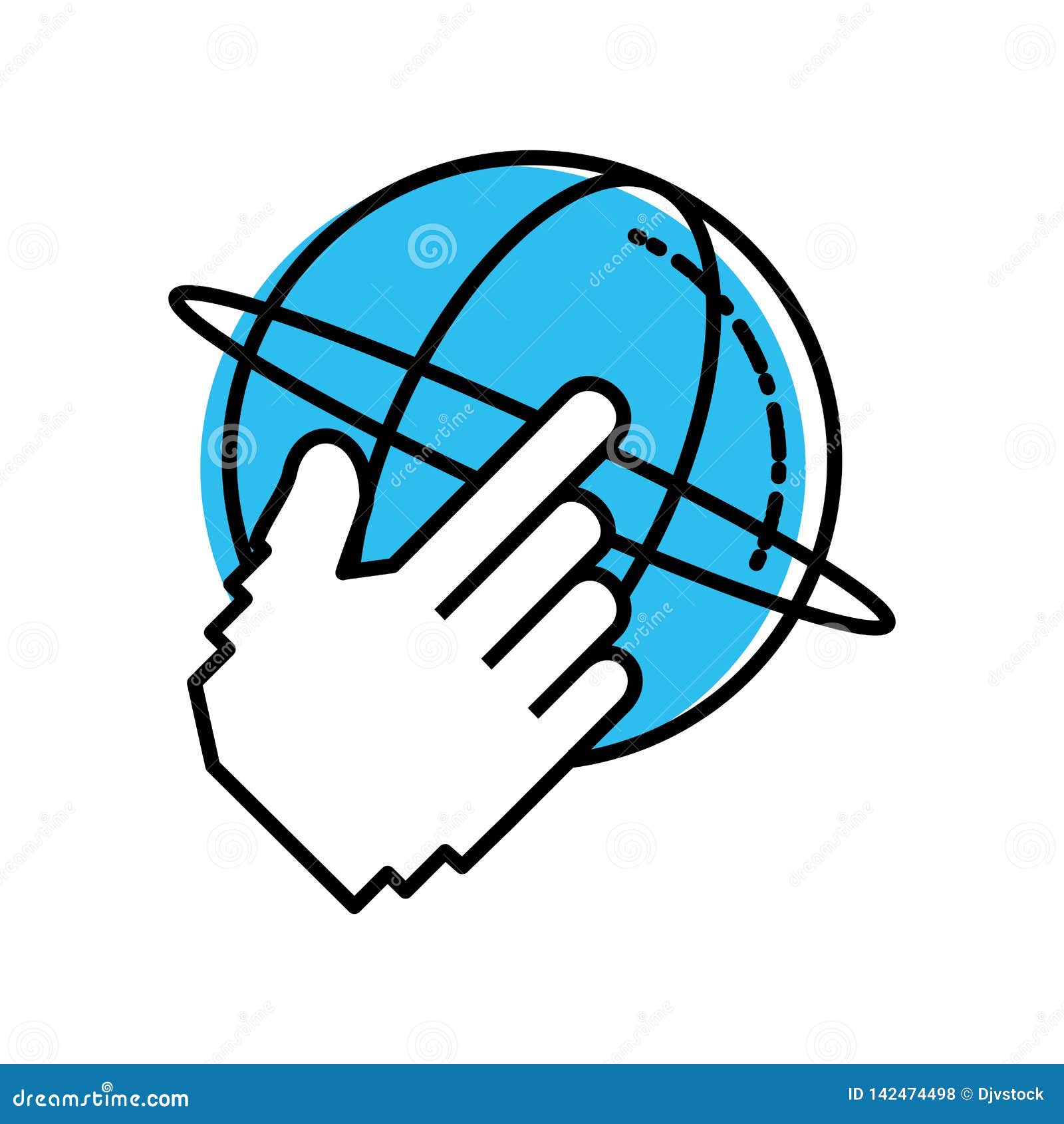 Sphere Browser with Hand Cursor Touching Stock Vector - Illustration of ...