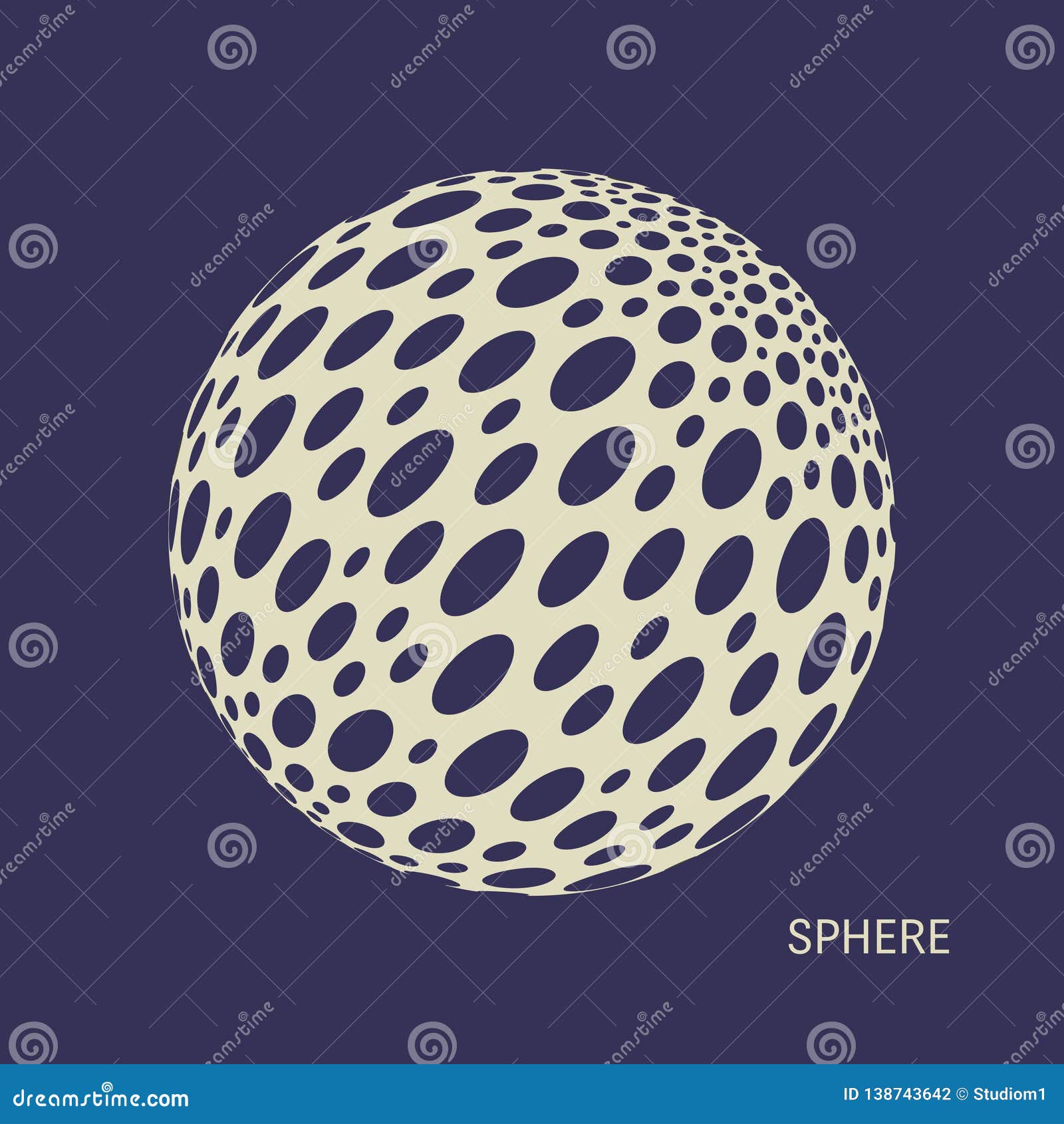 Sphere with Circles. Abstract 3D Geometrical Background Stock Vector ...