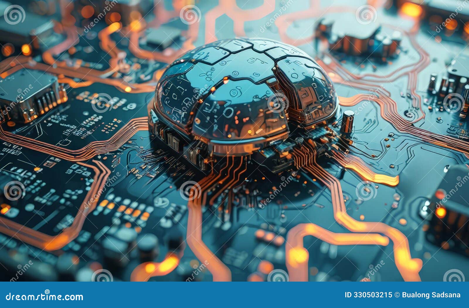 Sphere with Circuit on Top it Stock Illustration - Illustration of ...