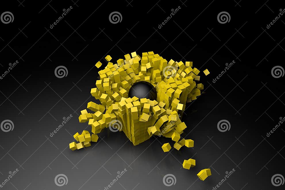 Sphere Collision with Cubes Simulation Stock Illustration ...