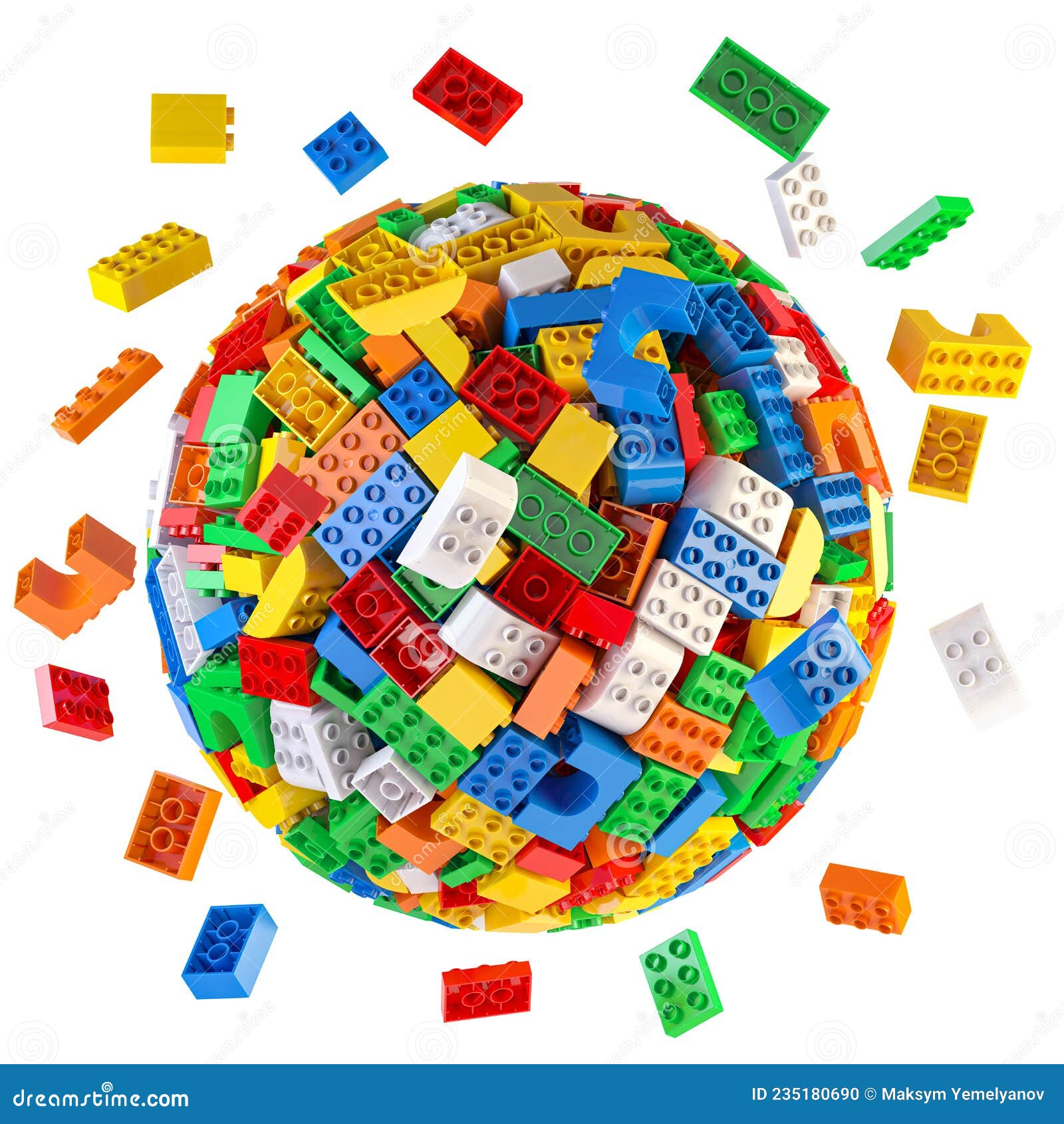 Sphere from Colored Toy Bricks and Blocks Isolated on White Stock ...