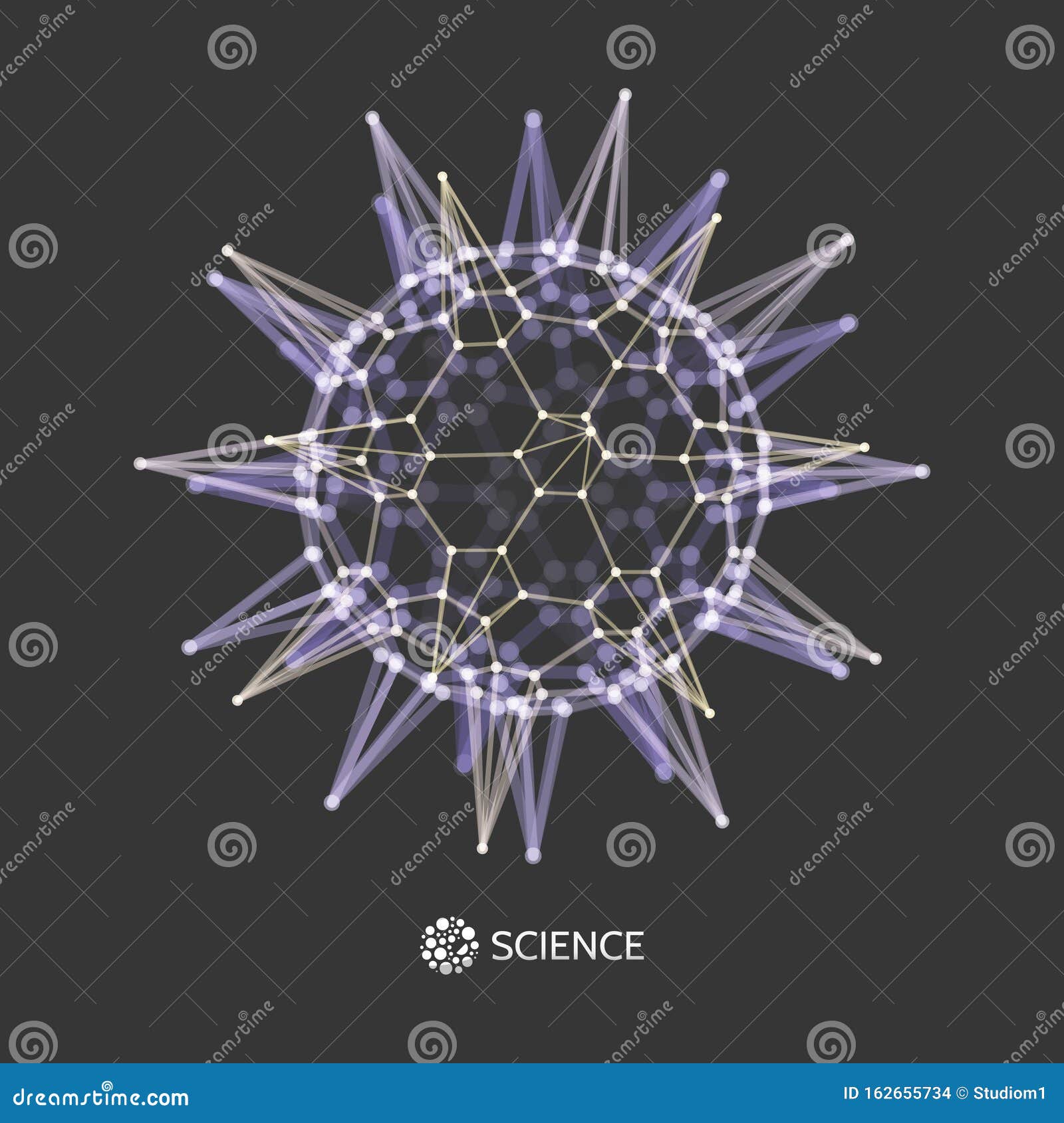 Sphere with Connected Lines and Dots. Abstract 3D Grid Design Stock ...