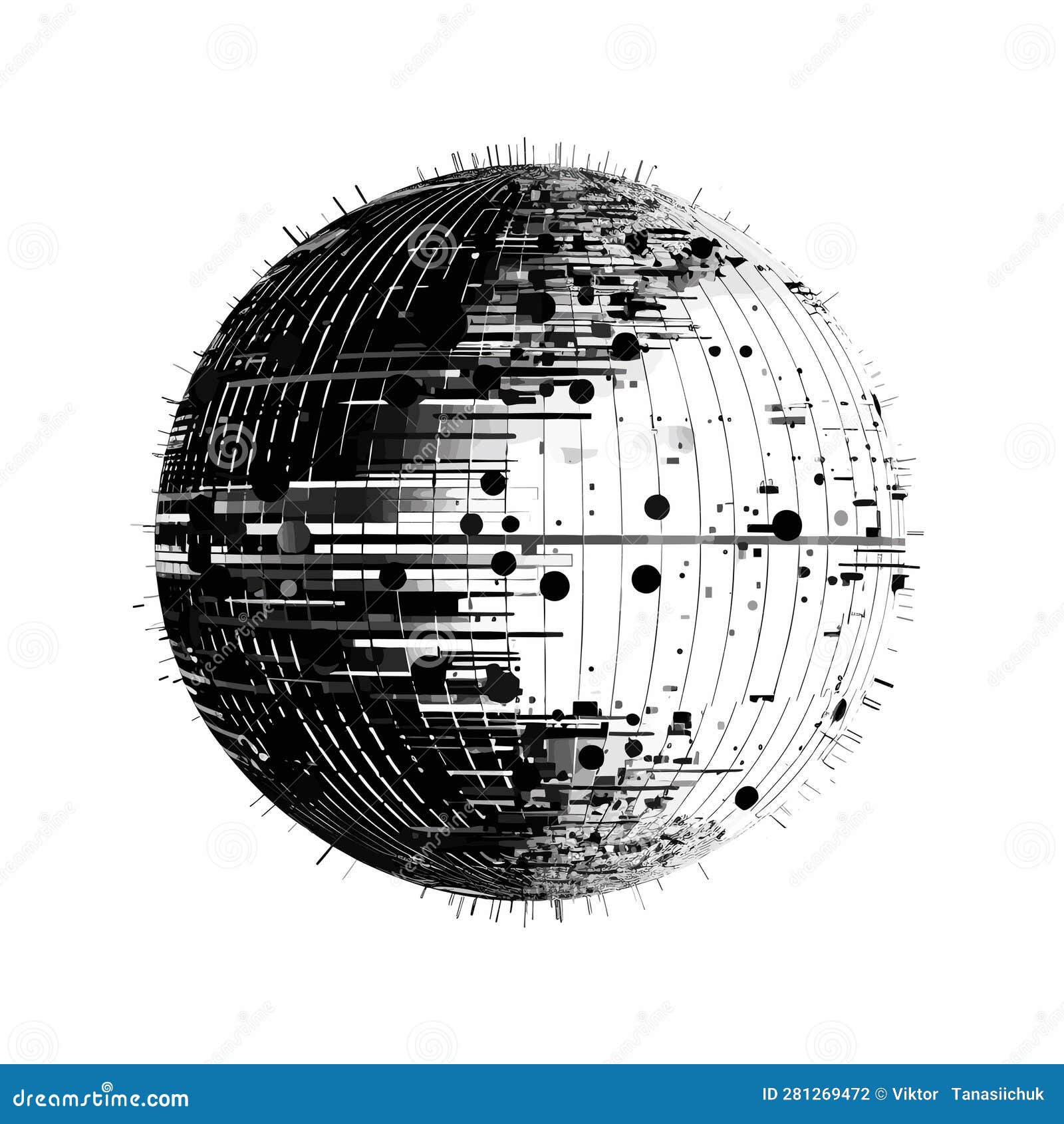 Sphere with Connected Lines and Dots. Connection Structure. Geometric ...