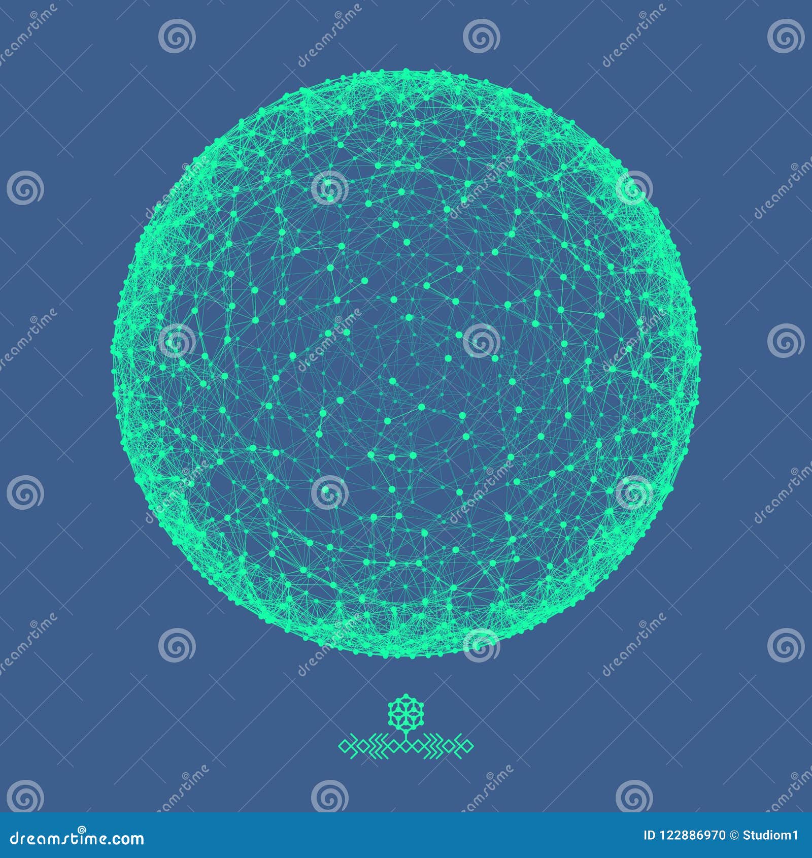 Sphere with Connected Lines and Dots. Global Digital Connections. Globe ...
