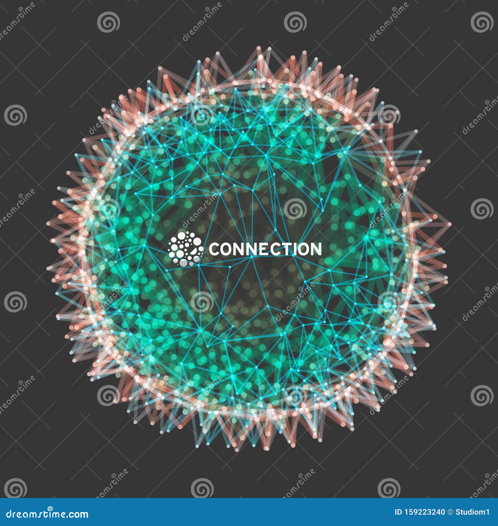 Sphere with Connected Lines and Dots. Glowing Grid Stock Illustration ...