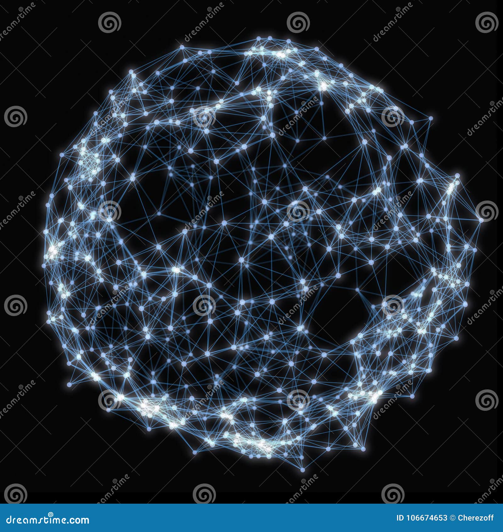 Sphere with Connected Lines and Dots Stock Illustration - Illustration ...