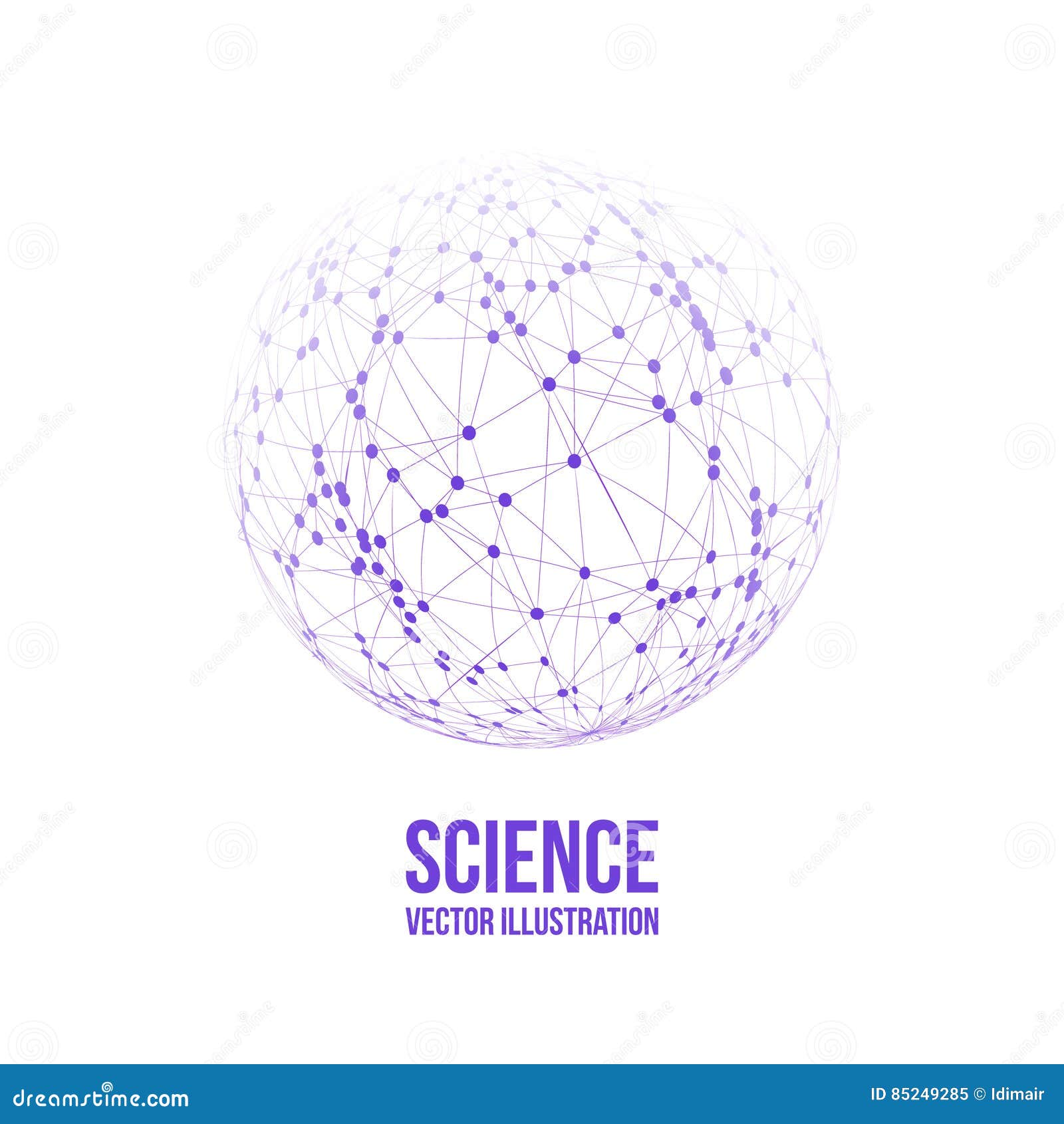 Sphere with Connected Lines and Dots. Wireframe Mesh Polygonal Element ...