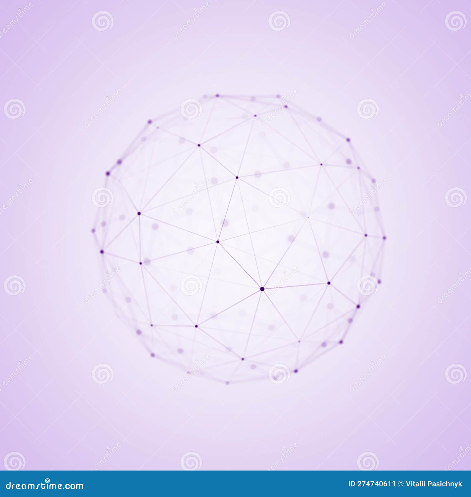 Sphere Consisting of Dots and Lines on Soft Purple Background. Network ...