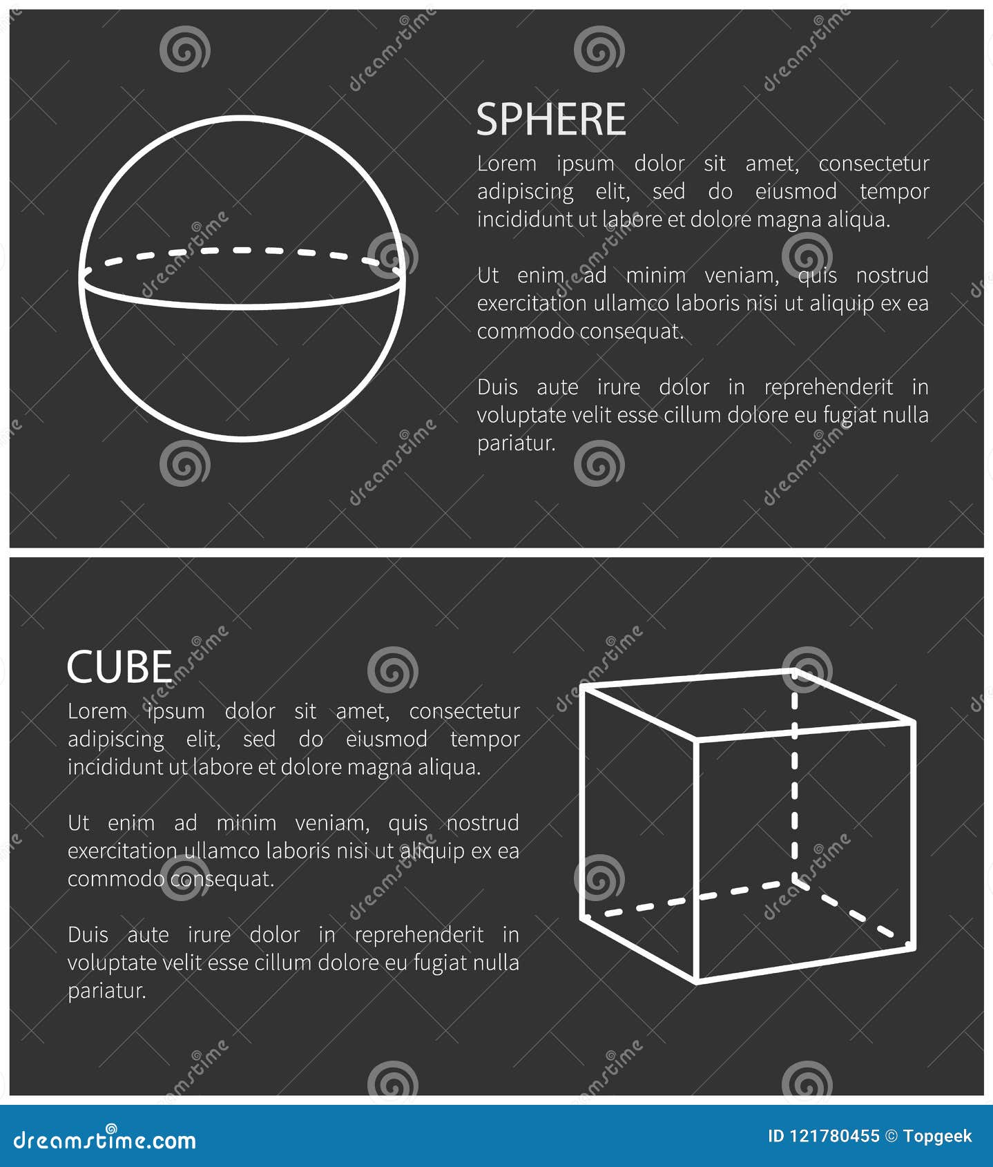 Sphere and Cube Posters Set Vector Illustration Stock Vector ...