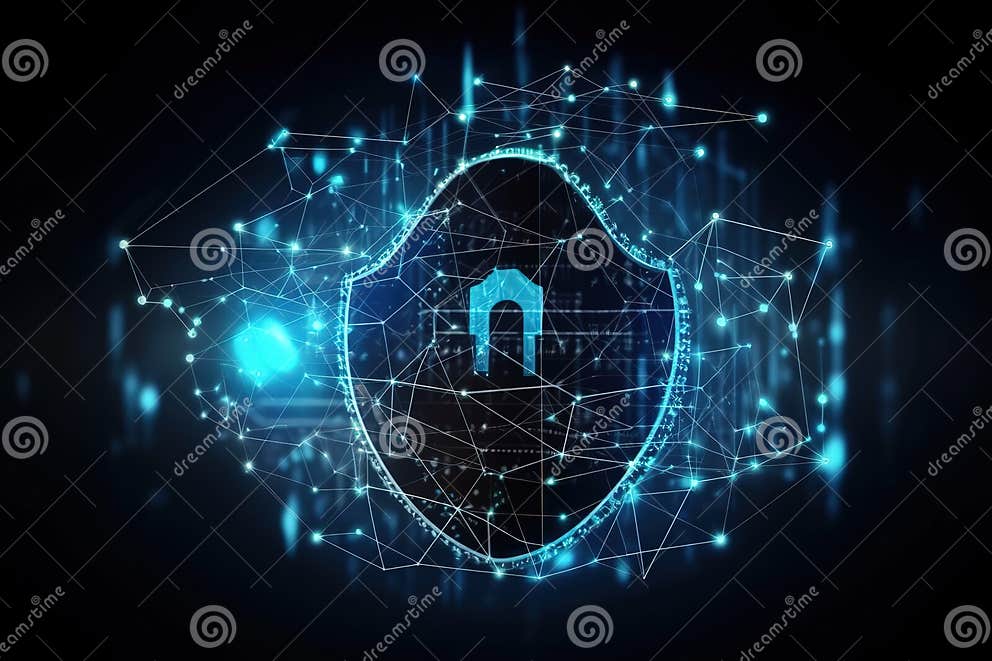 Sphere with Cyber Blue Particles Stuck Around it. Generative AI Stock Illustration ...