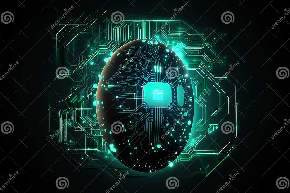 Sphere with Cyber Blue Particles Stuck Around it. Generator AI Stock ...