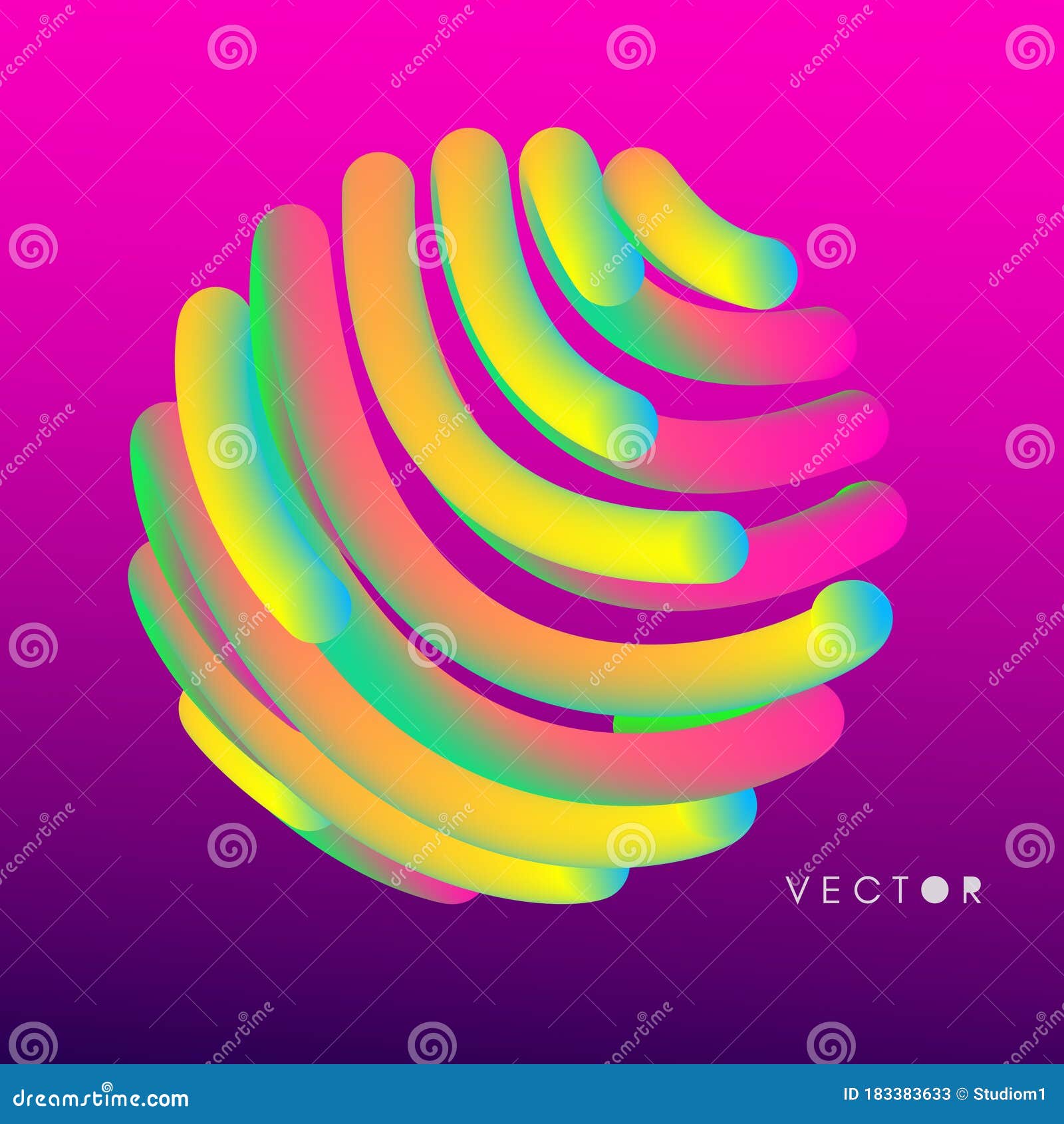 Sphere. 3D Abstract Wavy Illustration with Dynamic Effect Stock Vector ...