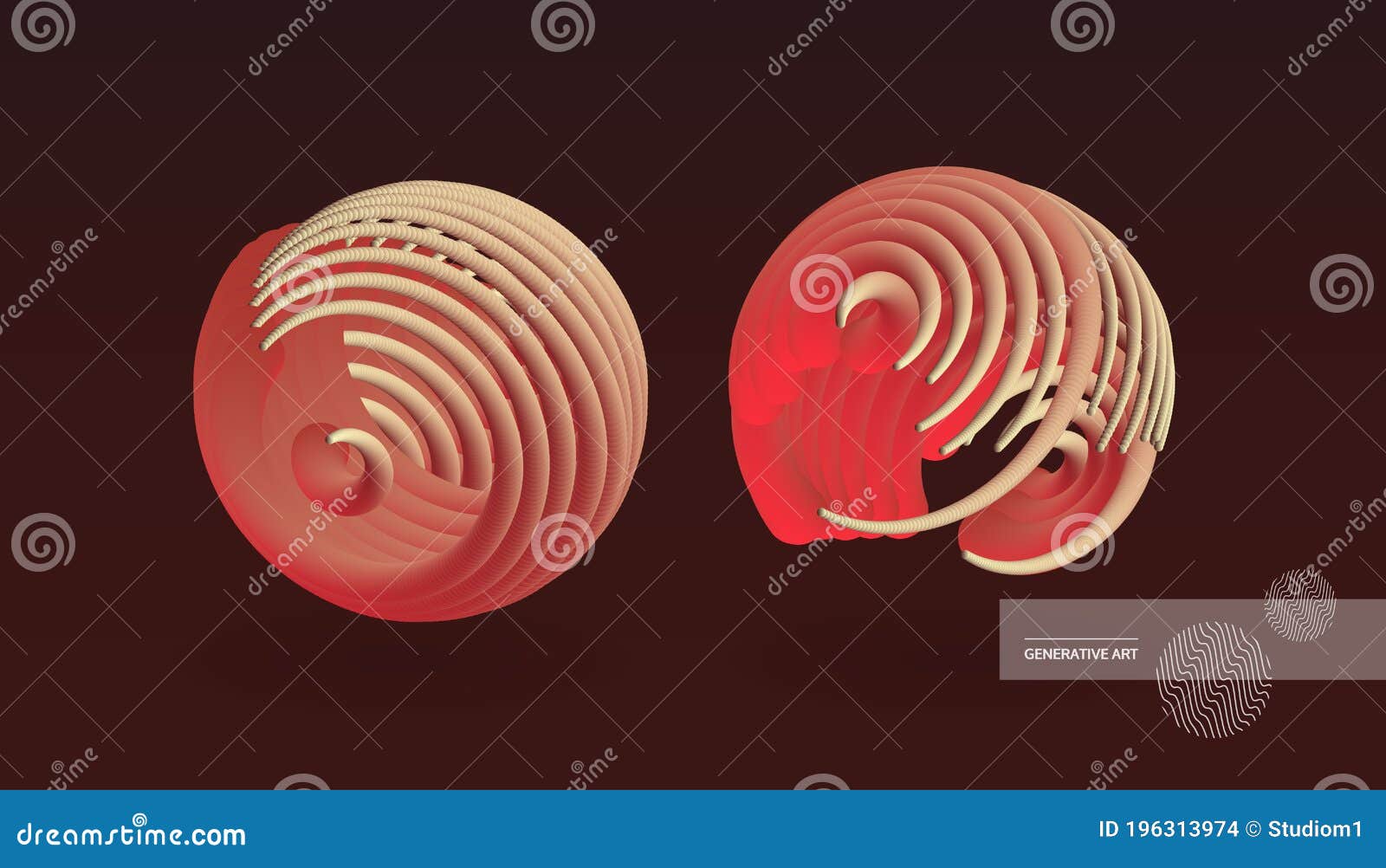 Sphere. 3D Abstract Wavy Illustration with Dynamic Effect Stock Vector ...