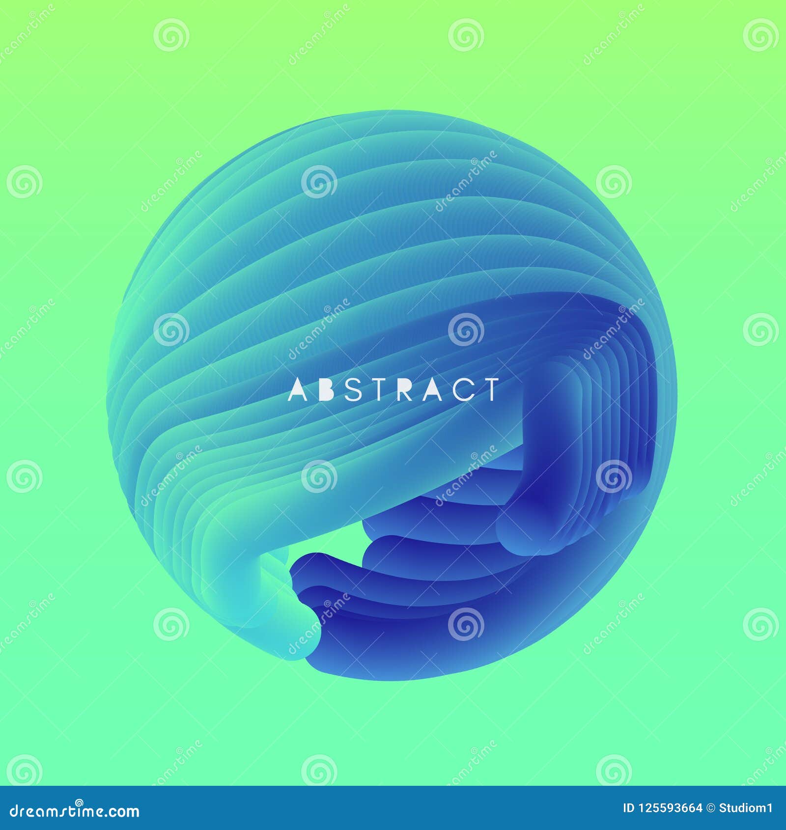 Sphere. 3D Abstract Wavy Illustration with Dynamic Effect Stock Vector ...