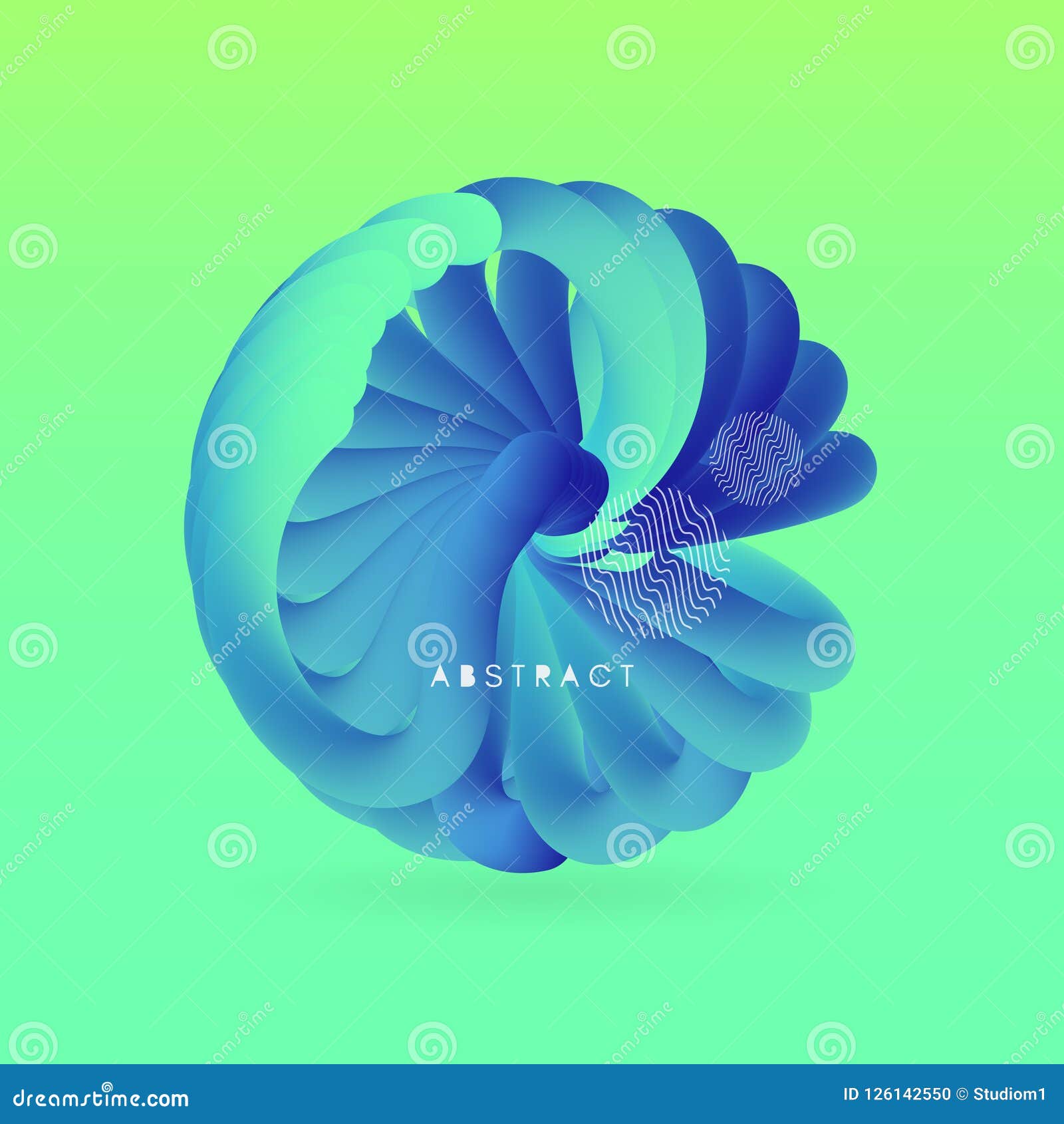 Sphere. 3D Abstract Wavy Illustration with Dynamic Effect Stock Vector ...