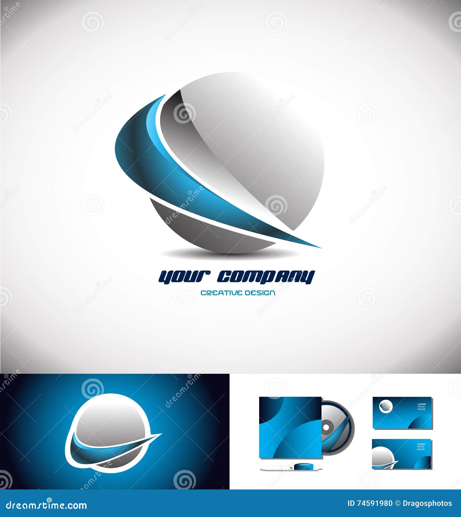 Sphere 3d Logo Icon Design Swoosh Blue Stock Vector - Illustration of ...