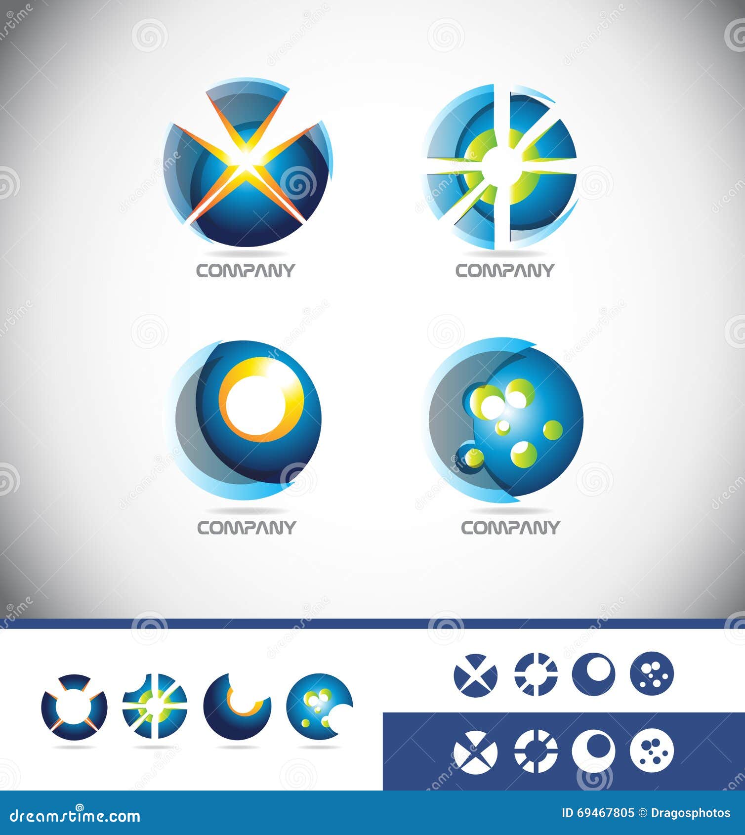 Sphere 3d logo icon set stock vector. Illustration of globe - 69467805