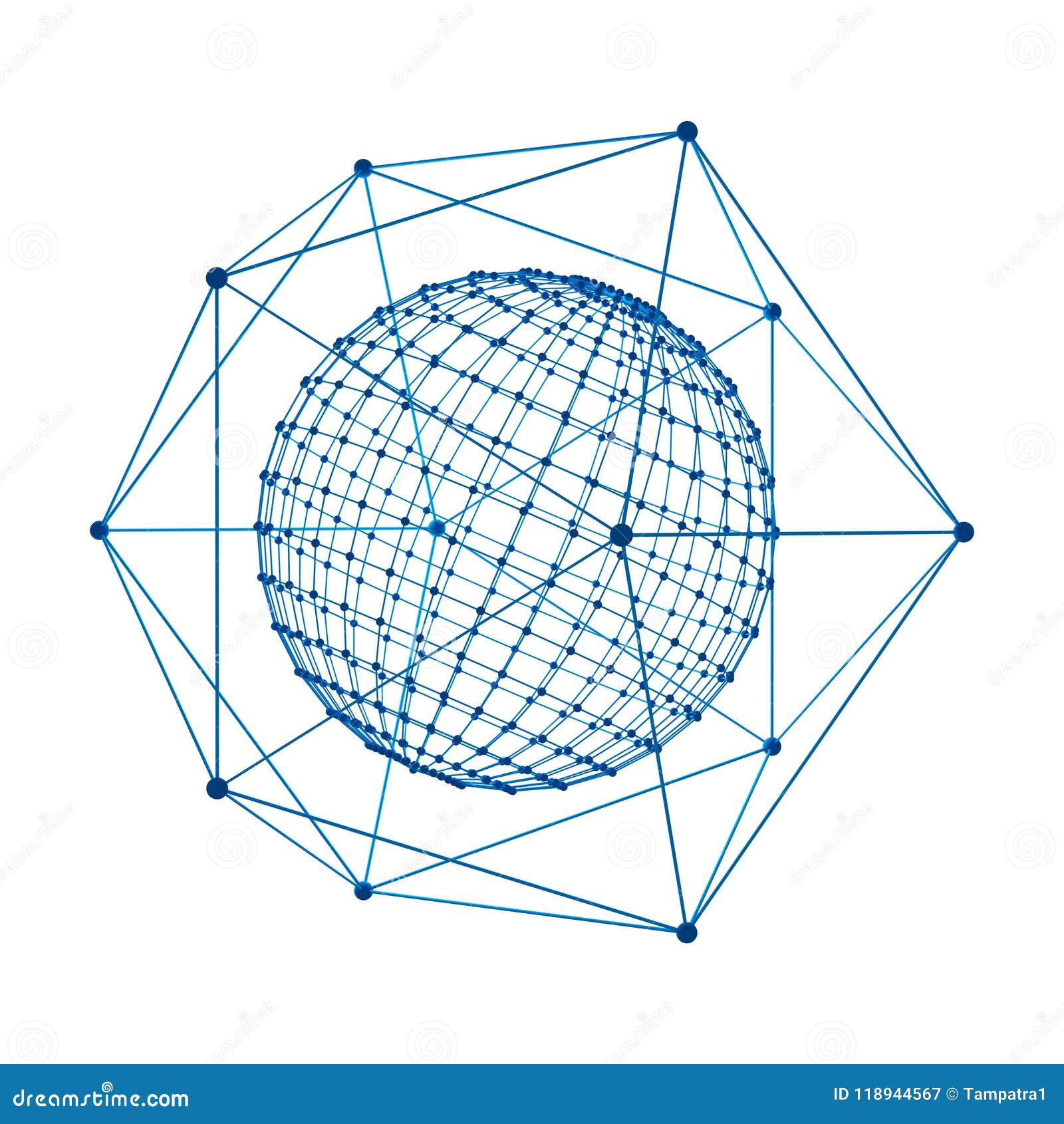 Sphere with Digital Data and Blue Network Connection Lines Stock ...