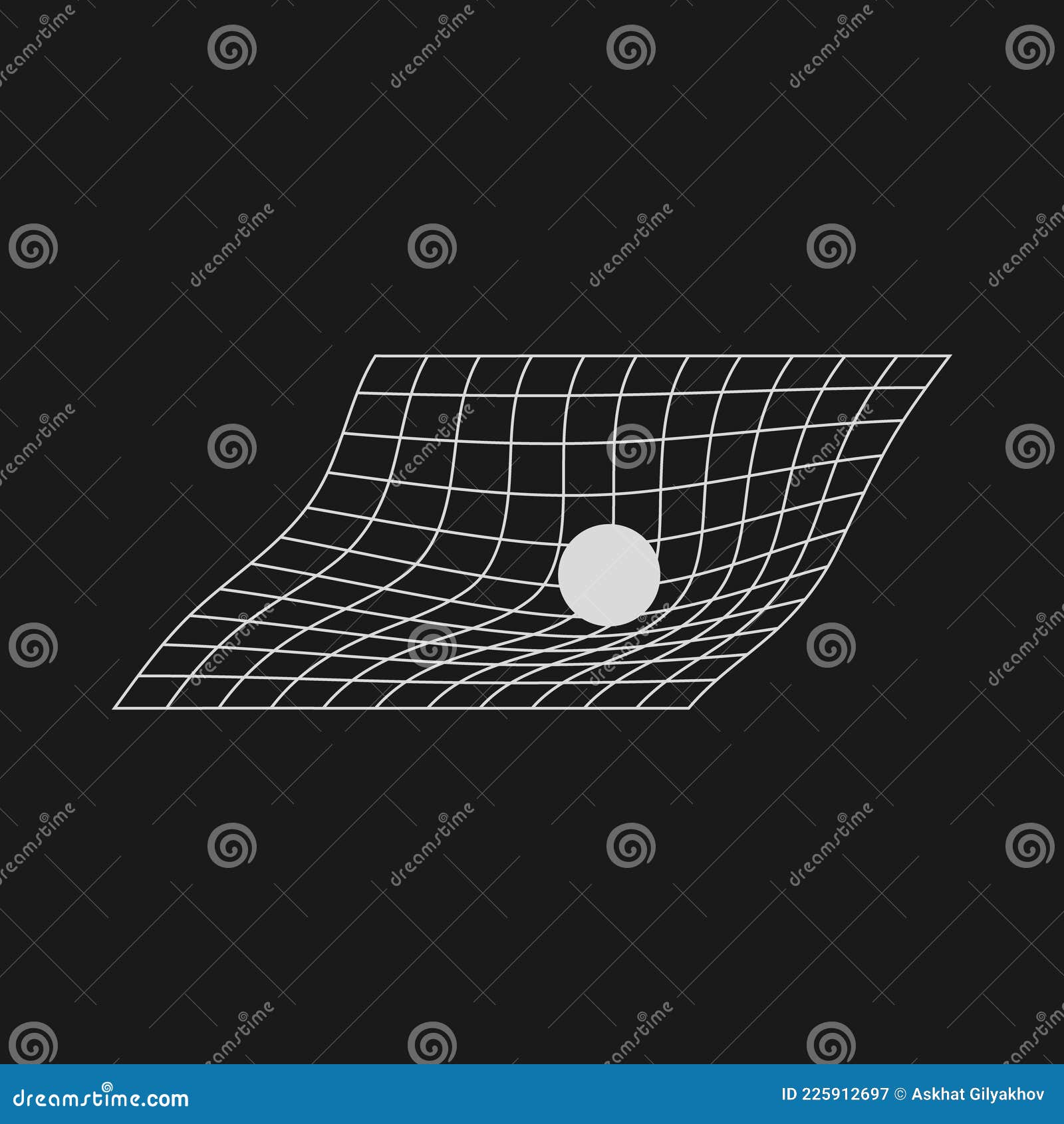 The Sphere Distorts Space. Retrofuturistic Design Element. Gravity ...