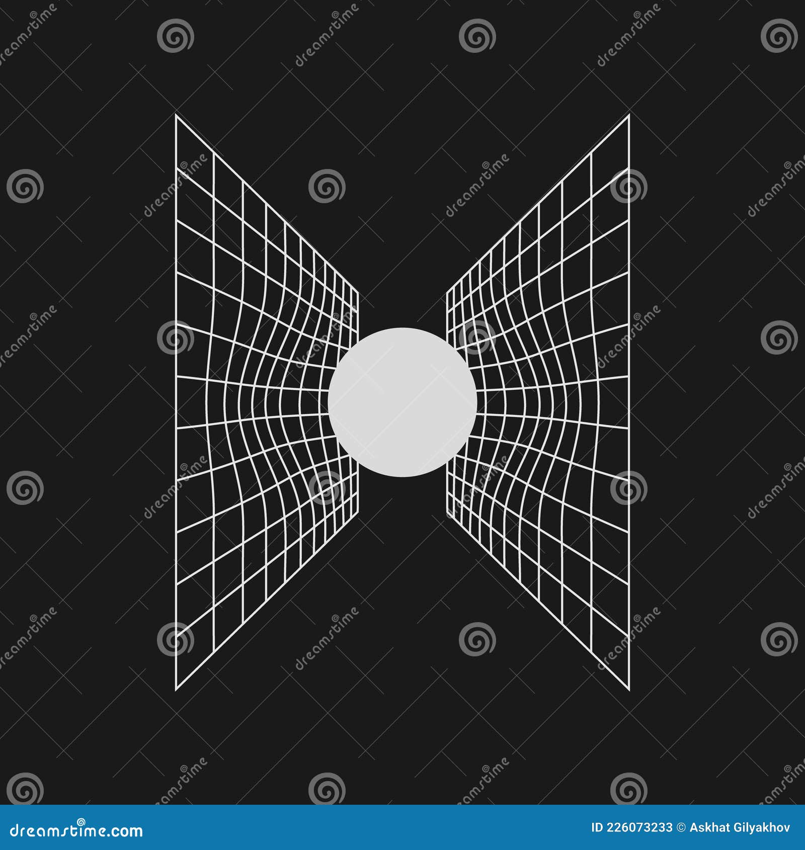 The Sphere Distorts Space. Retrofuturistic Design Element. Gravity ...