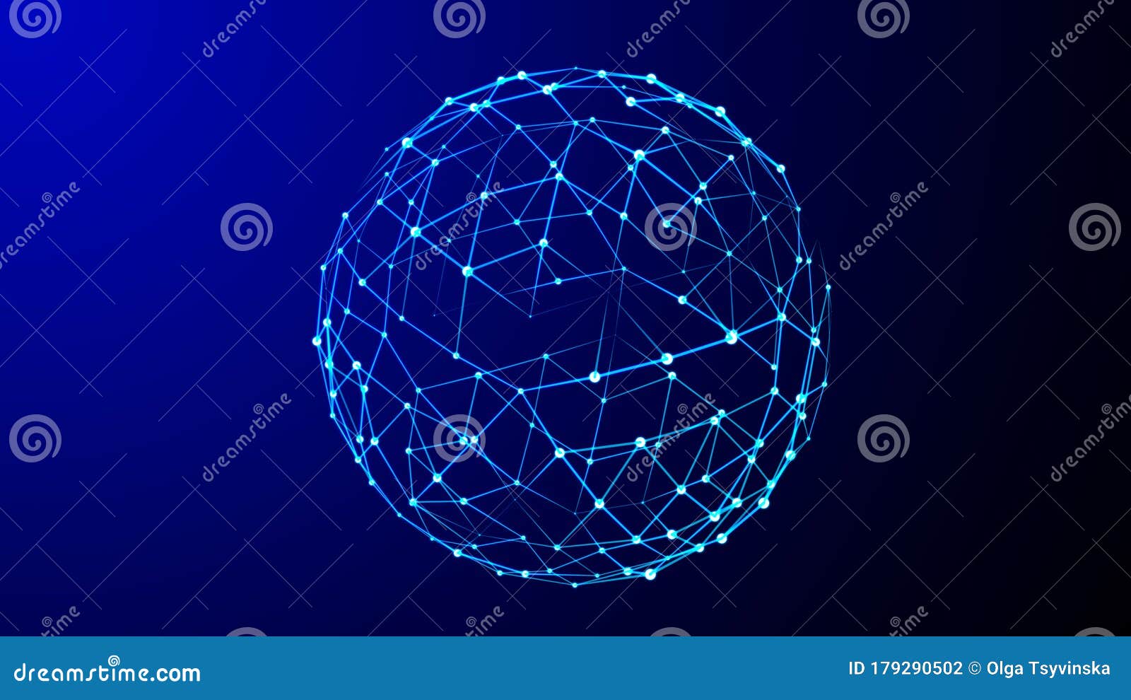 Sphere with Dot and Lines. Network Connections. Science and Technology ...