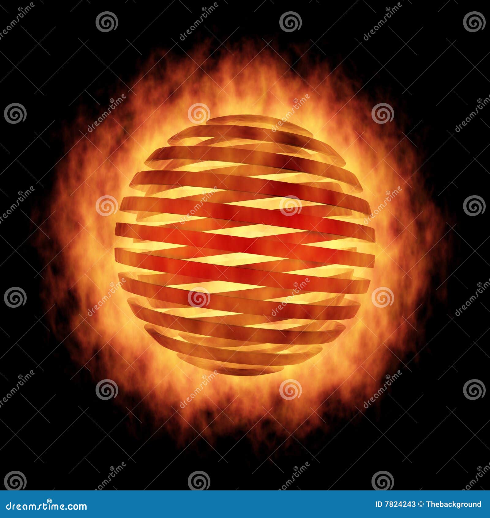 Sphere in fire, on black stock illustration. Illustration of power ...