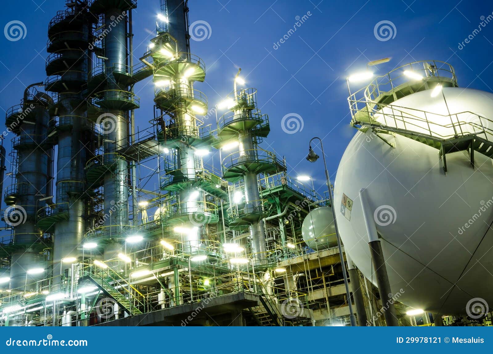 Sphere Gas Tank and Column Towers Stock Image - Image of petroleum ...