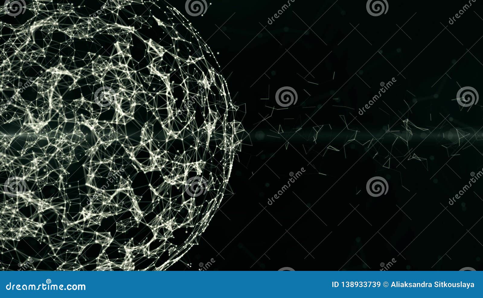 Abstract Plexus Sphere, Geometric Background with Moving Lines, Dots ...