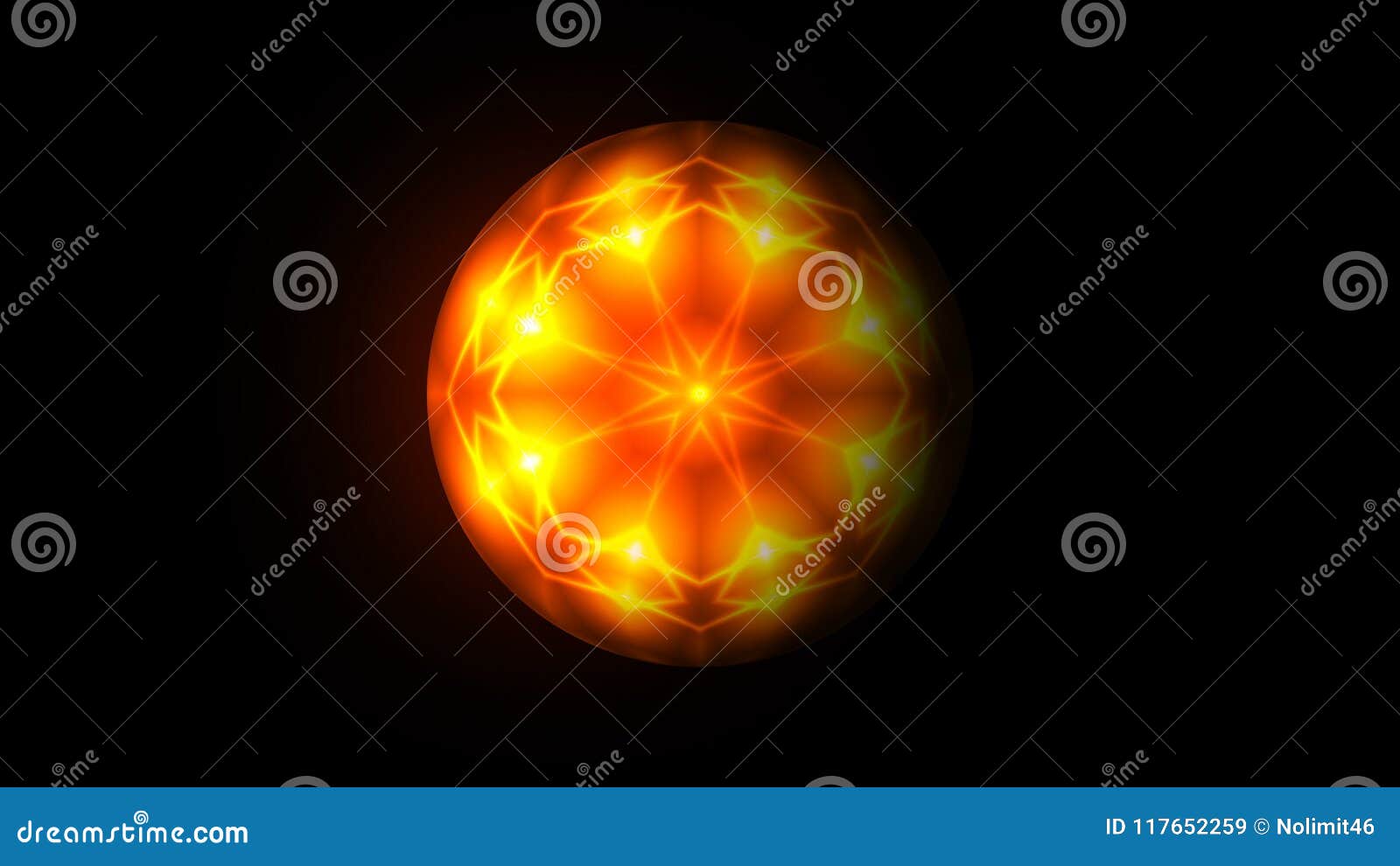 Sphere with Glowing Fractal Abstraction, 3d Render Background, Computer Generating Stock ...