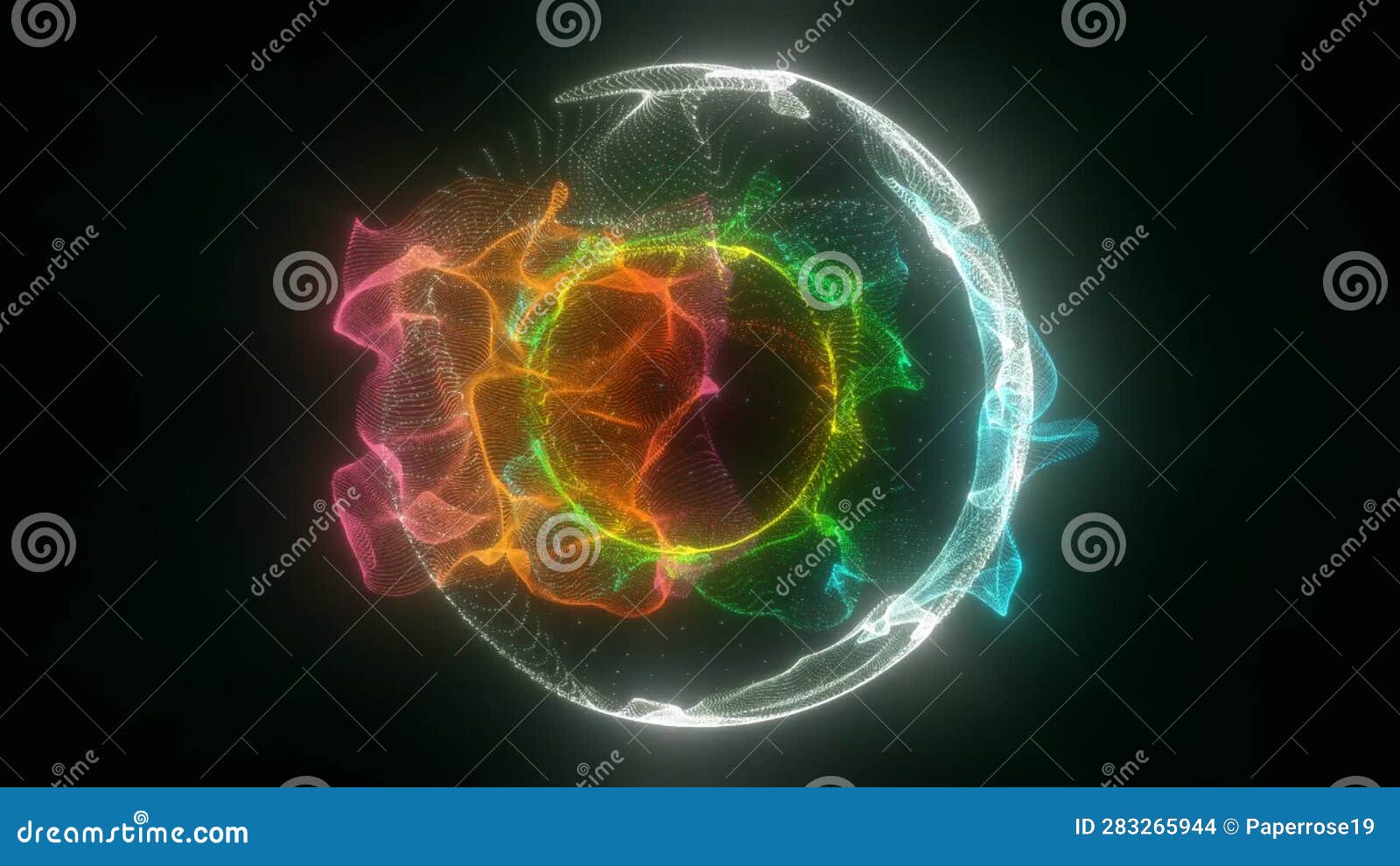 Sphere Grid. Animation Globe. Digital Background. Neon Waves. Abstract ...