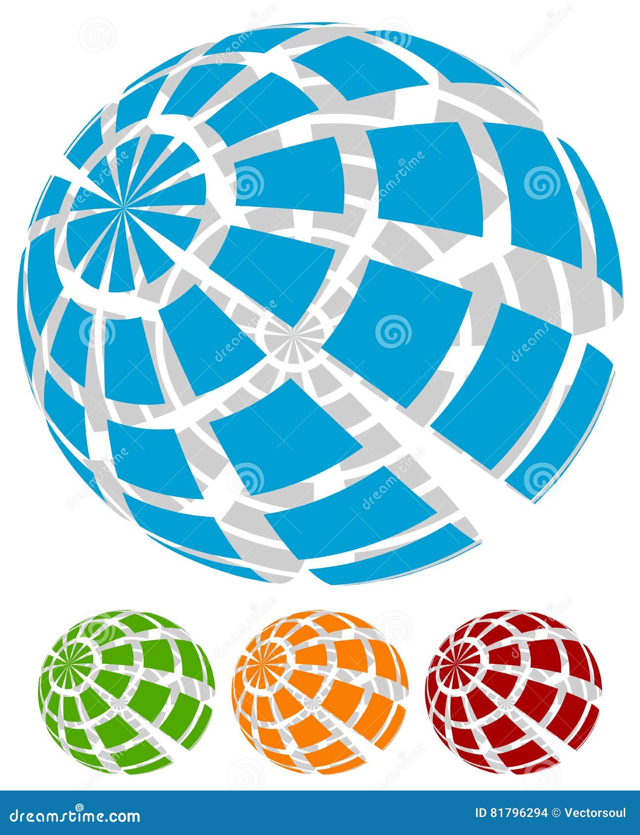 Sphere with Grid of Squares / Textured 3d Sphere Icons Stock Vector ...