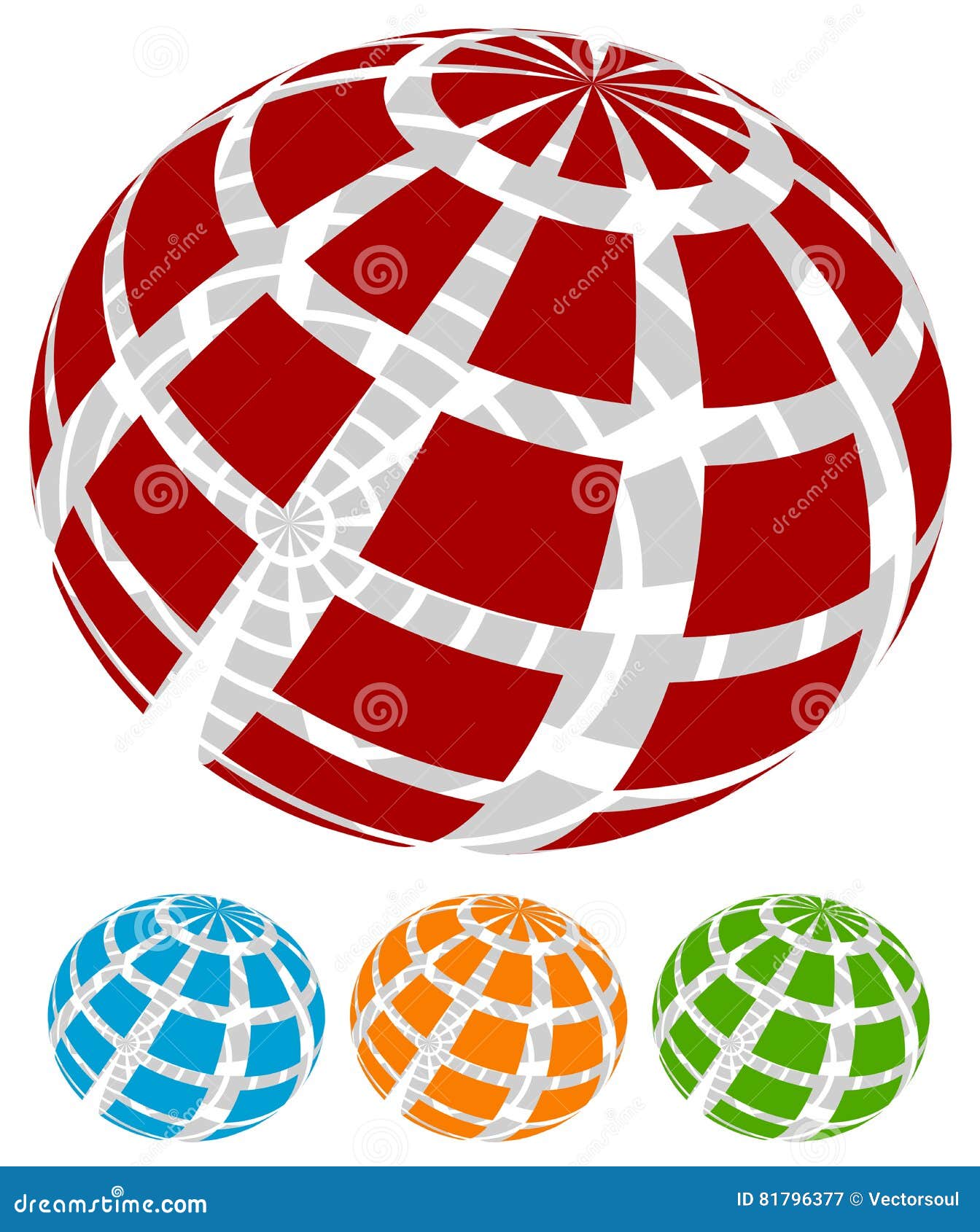 Sphere with Grid of Squares / Textured 3d Sphere Icons Stock Vector ...