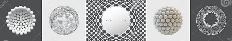 Sphere and Hemisphere. Circular Frame Element. Molecular Structure with ...