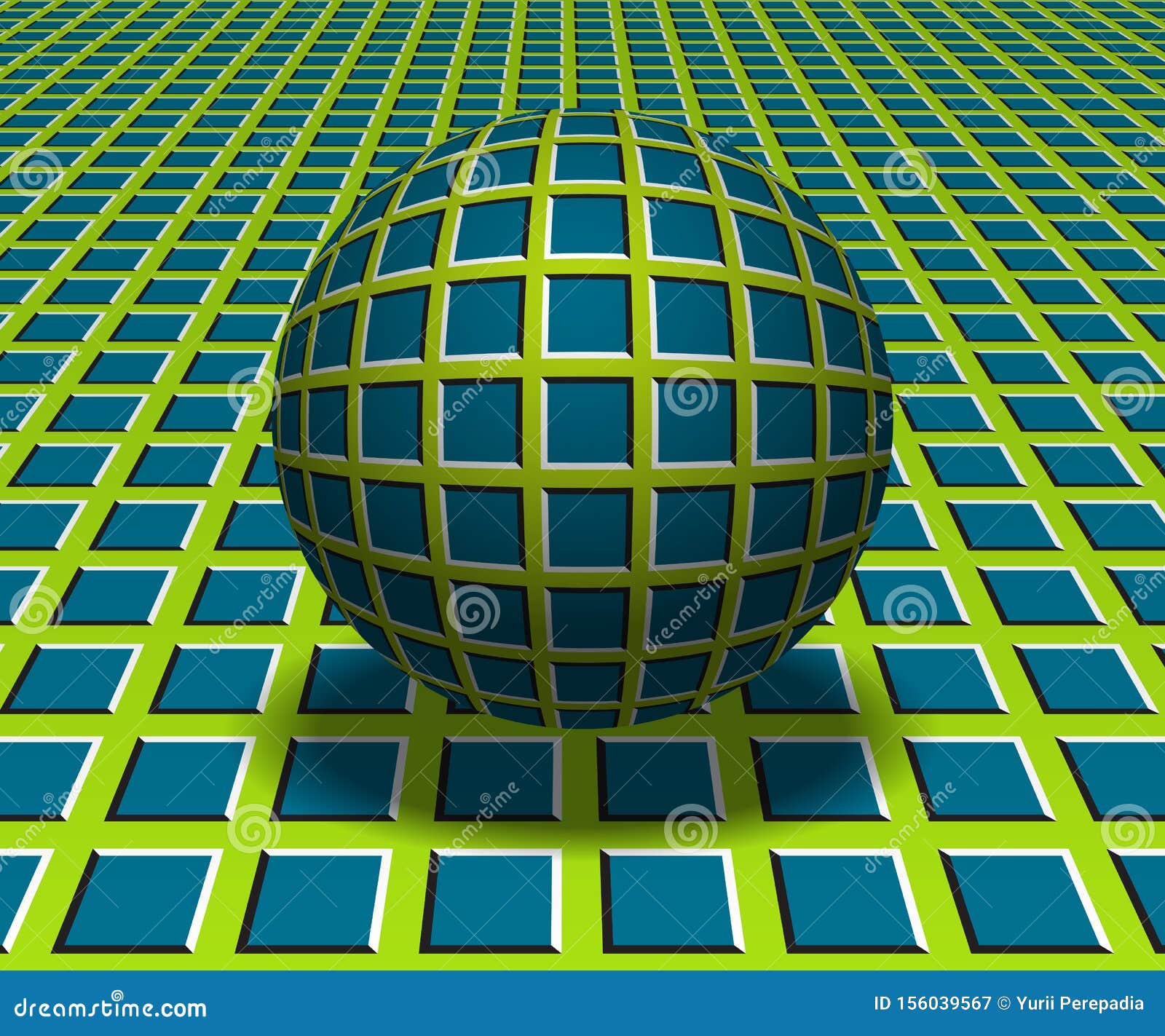 Sphere Hovers Above the Surface. Abstract Objects with Checkered ...
