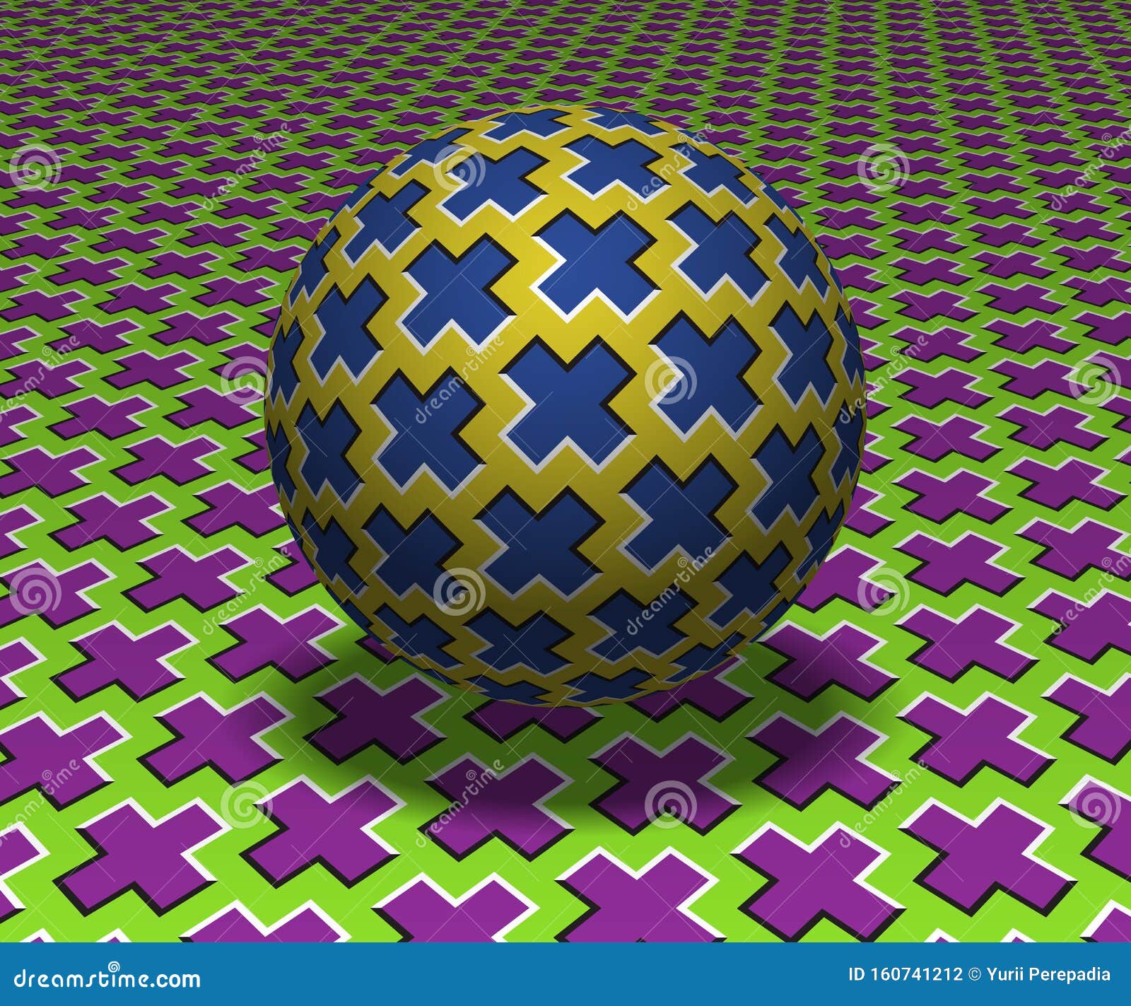 Sphere Hovers Above the Surface. Abstract Objects with Cross Shapes ...