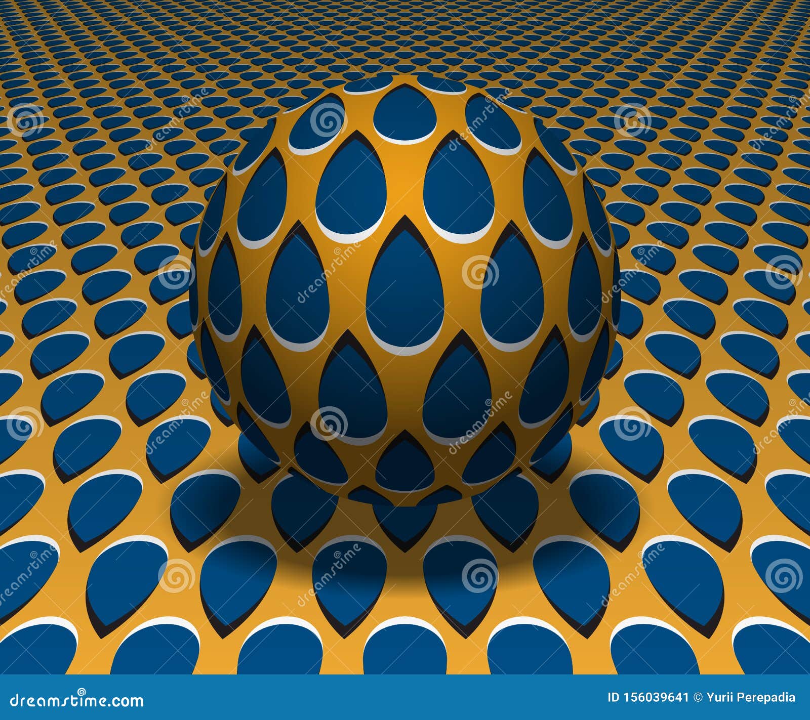 Sphere Hovers Above the Surface. Abstract Objects with Drops Pattern ...