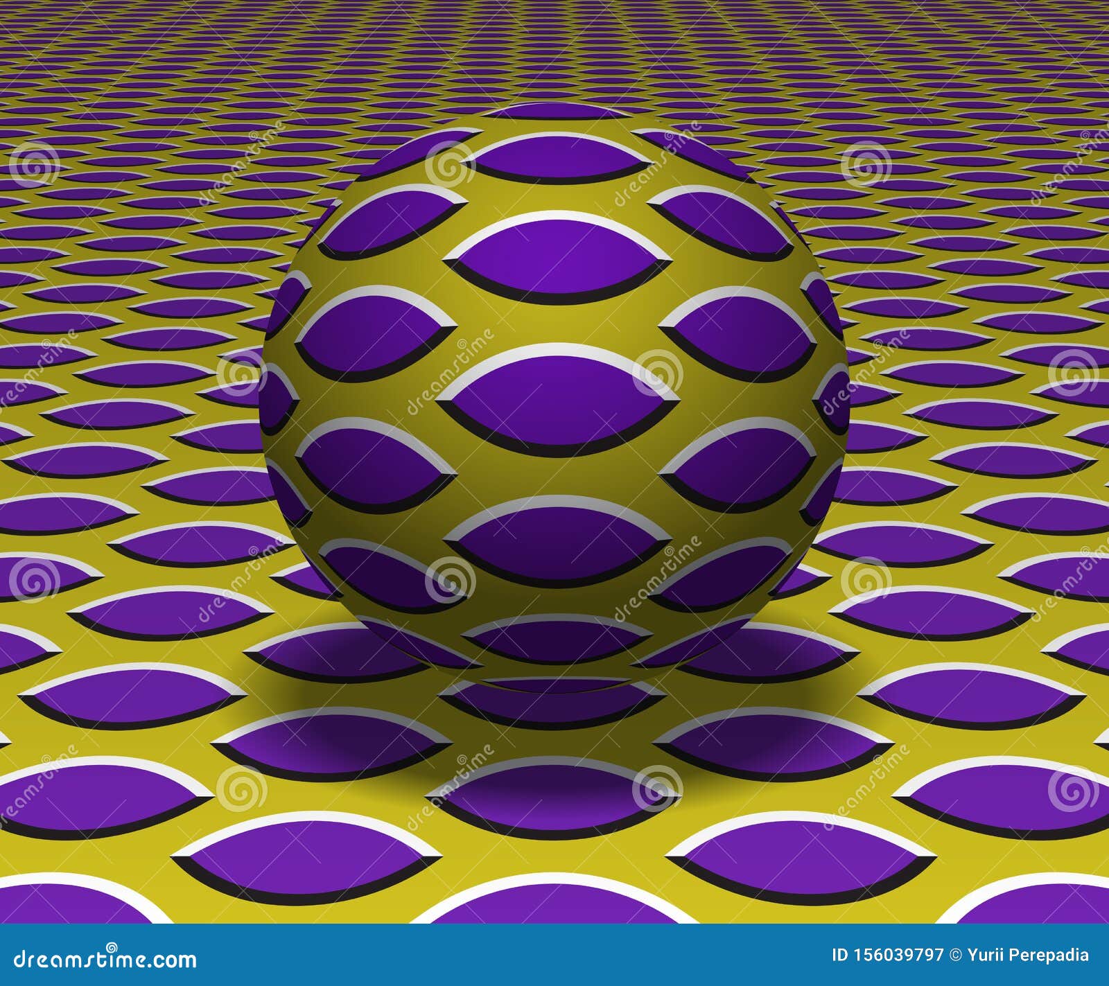 Sphere Hovers Above the Surface. Abstract Objects with Petals Pattern ...