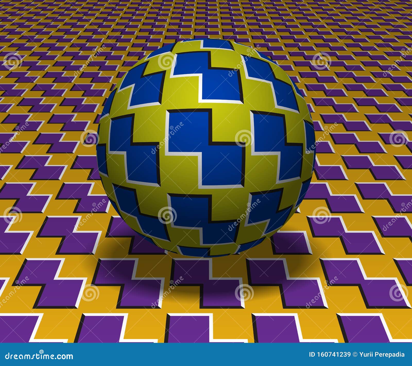 Sphere Hovers Above the Surface. Abstract Objects with Polygons Shapes ...