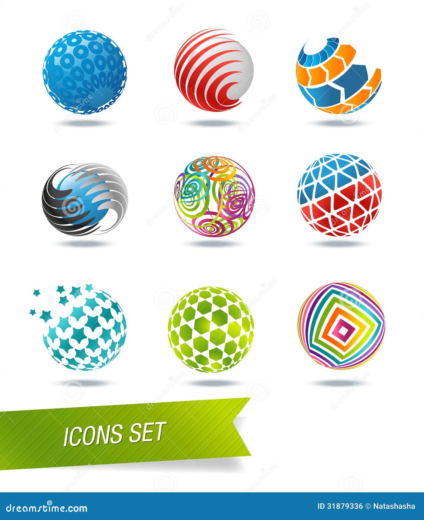 Sphere icon set stock vector. Illustration of blue, elements - 31879336