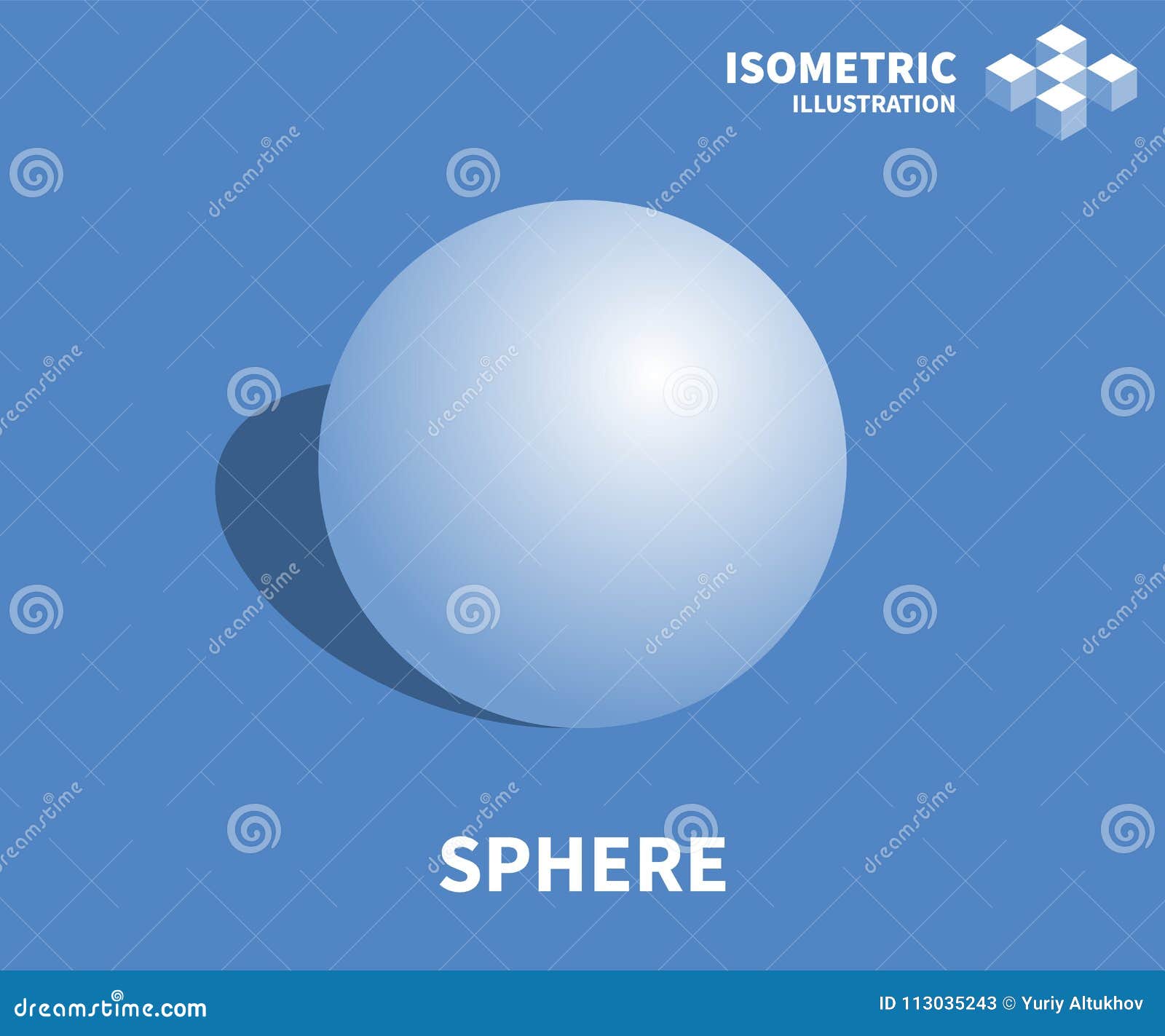 Sphere Icon, Vector Illustration in Flat Isometric 3D Style Stock ...
