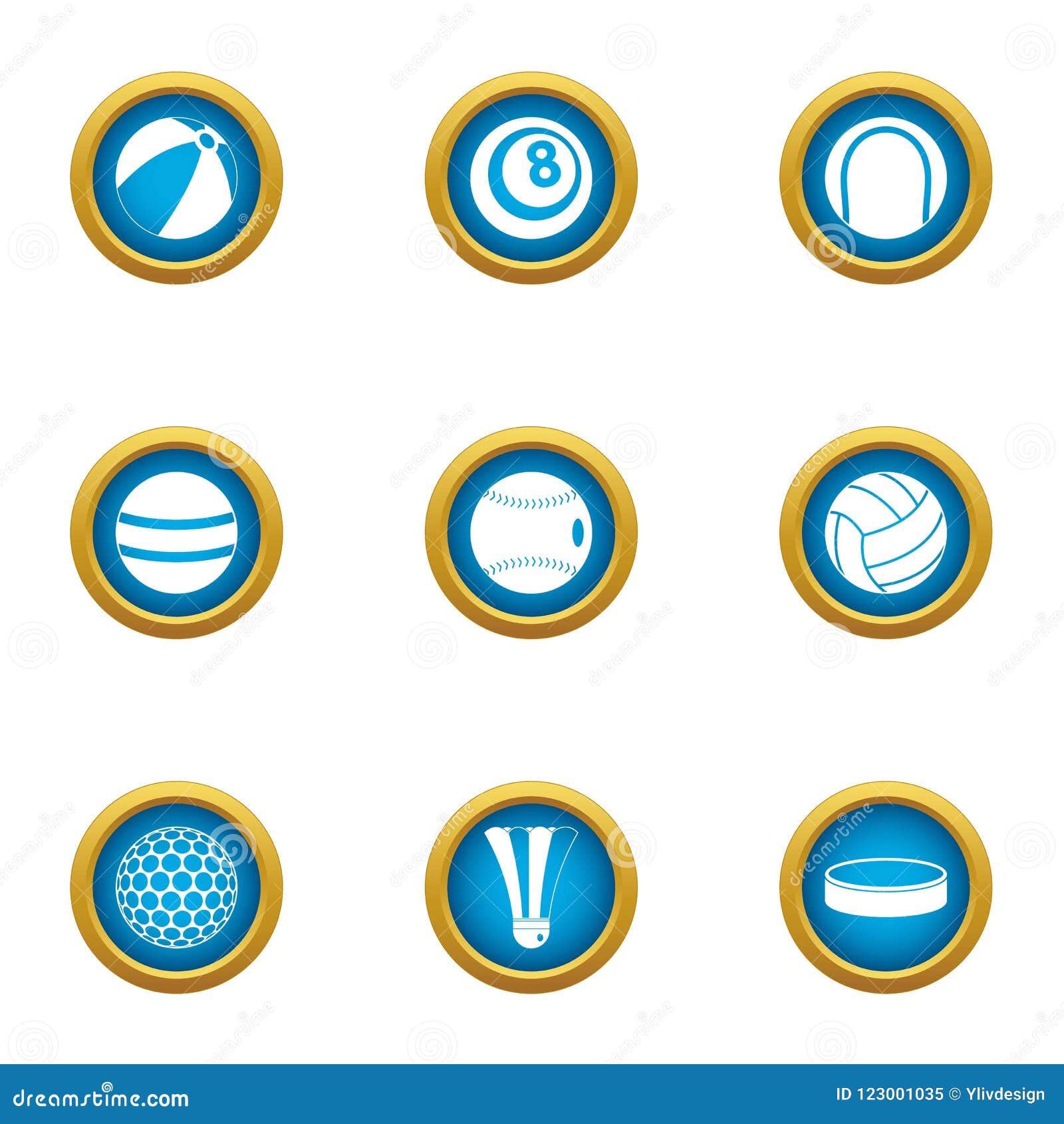 Sphere Icons Set, Flat Style Stock Vector - Illustration of champion ...