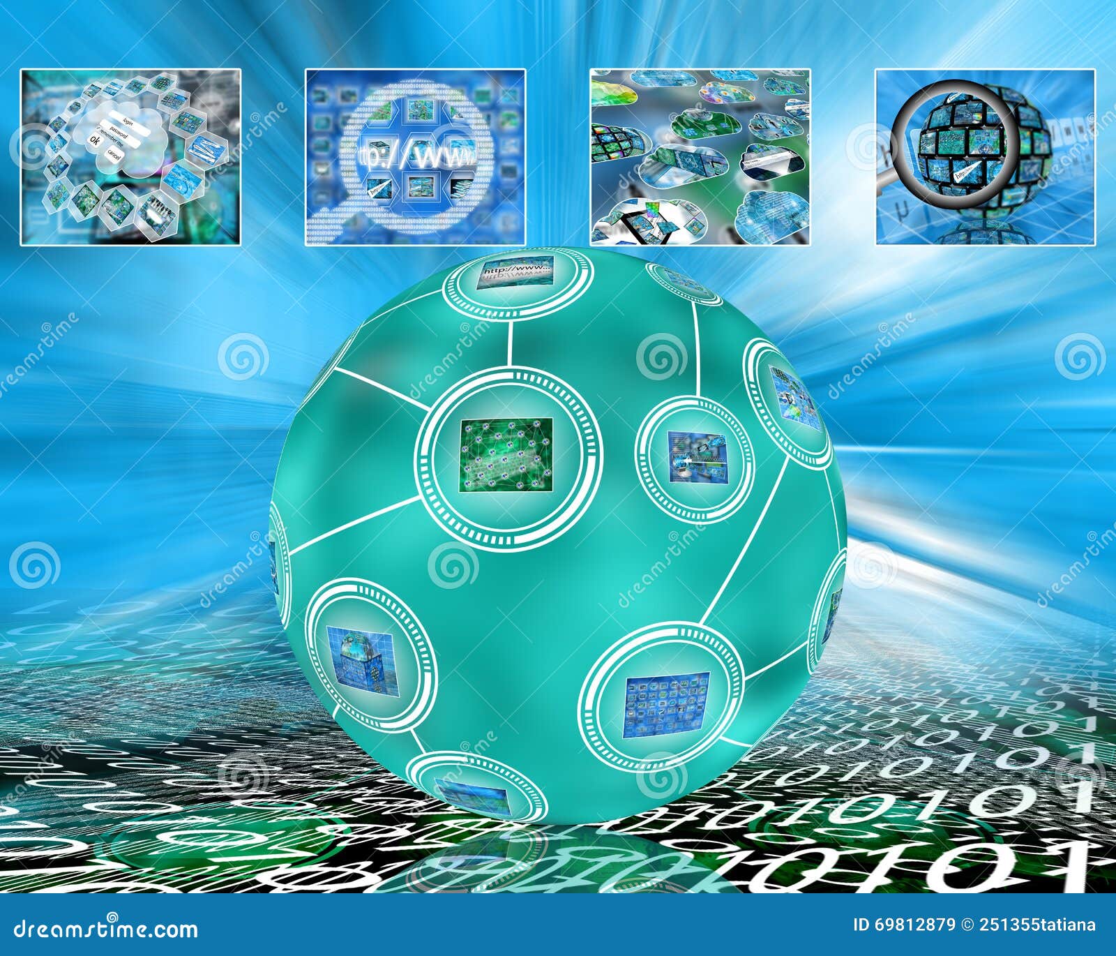 Sphere and images stock illustration. Illustration of broadcast - 69812879