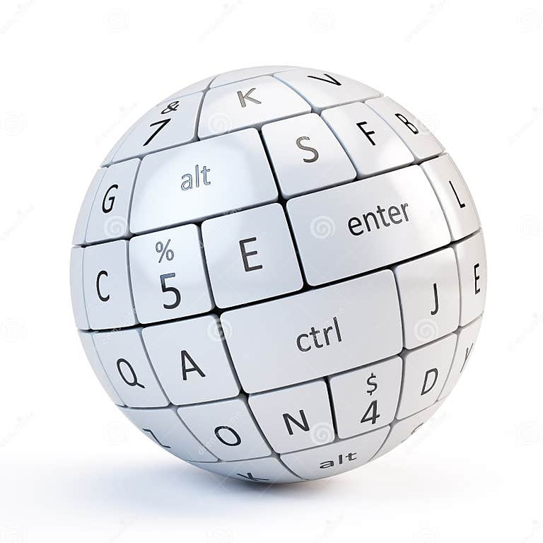 Sphere from keyboard keys stock illustration. Illustration of computer ...