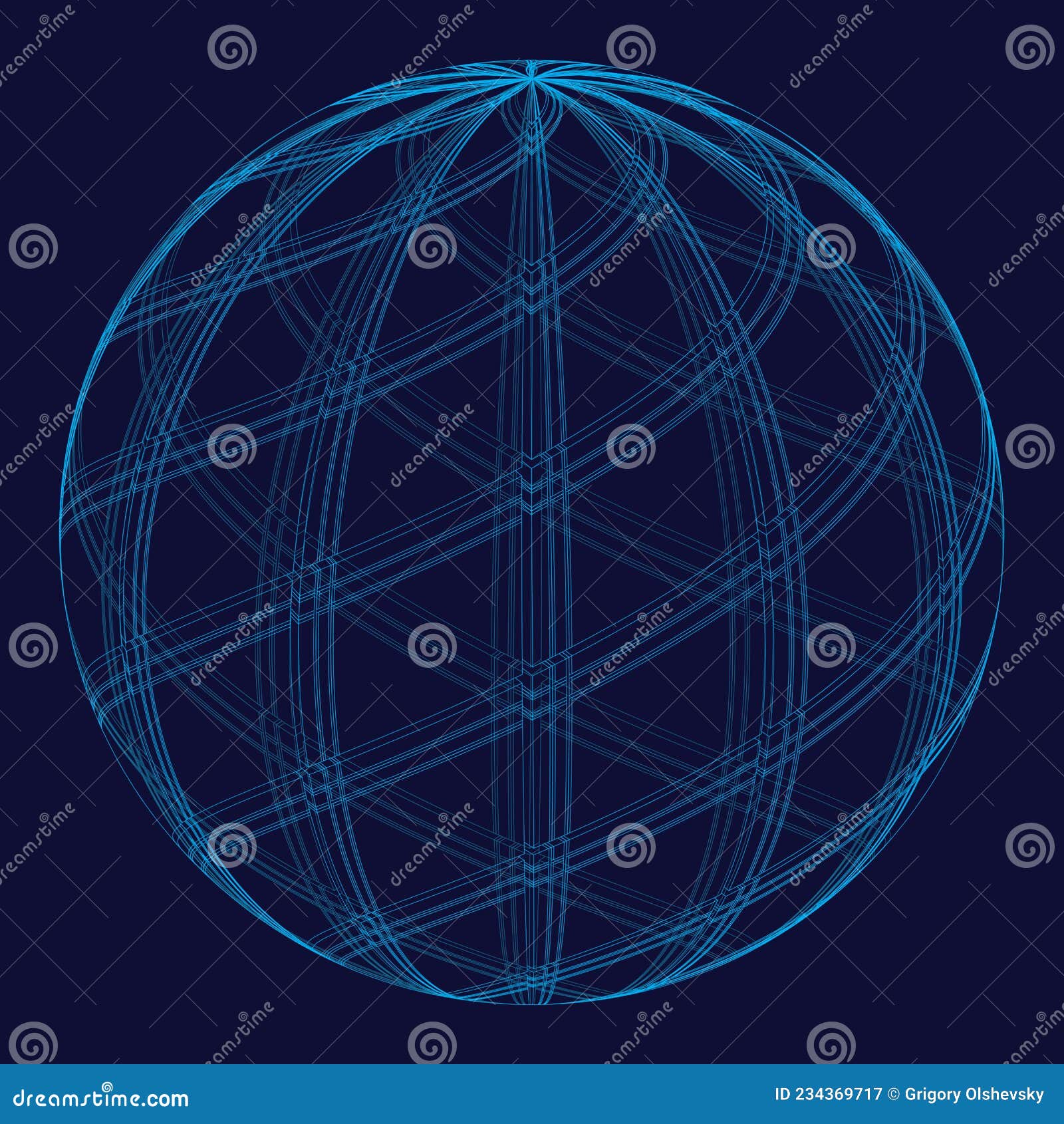 Sphere with Linear Abstract Pattern Along the Surface Design Element ...